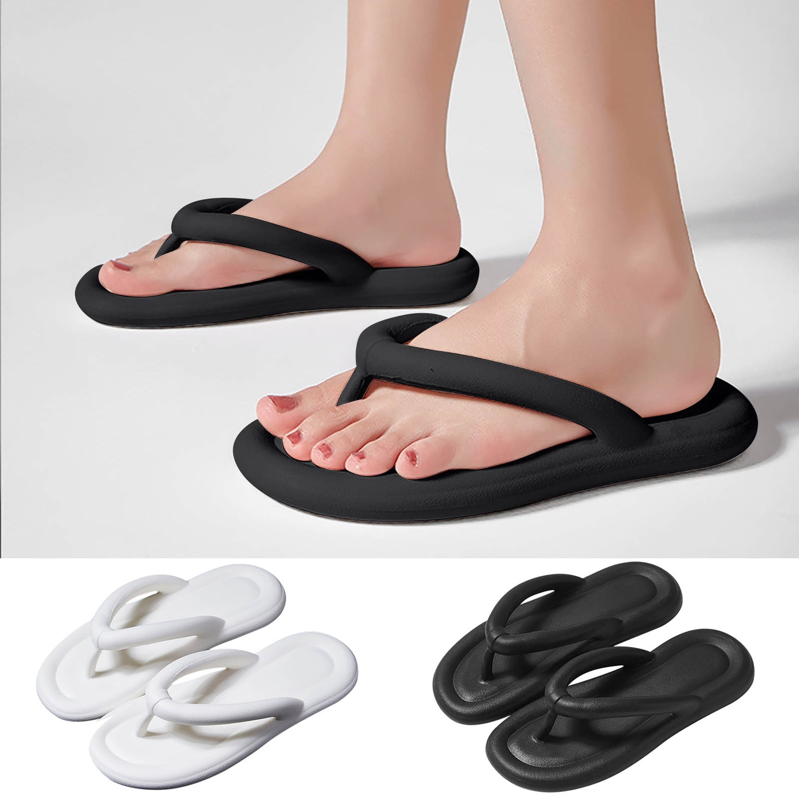 Xunlbb Flip Flops for Women Girls Soft Sole Rubber Slippers Thick Rubber Sandals Lightweight ...