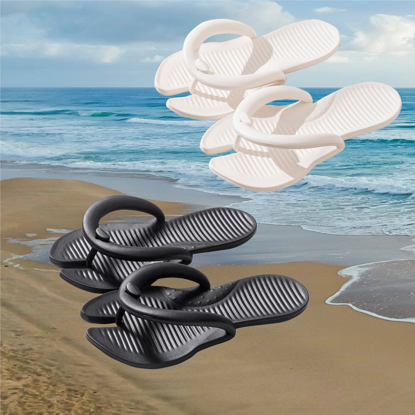 Xunlbb Flip Flops for Women Portable Couple Sandals Home Solid Color ...