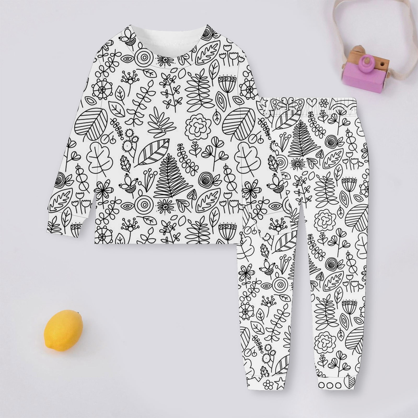 Xunlbb Funny DIY Hand Painted Homewear Set Color Your Own Pajamas Black ...