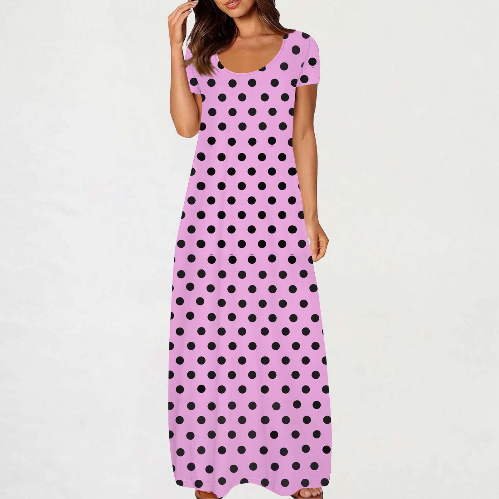 Xunlbb Spring Dresses for Women Cute Spotted Dress Short Sleeve Womens ...