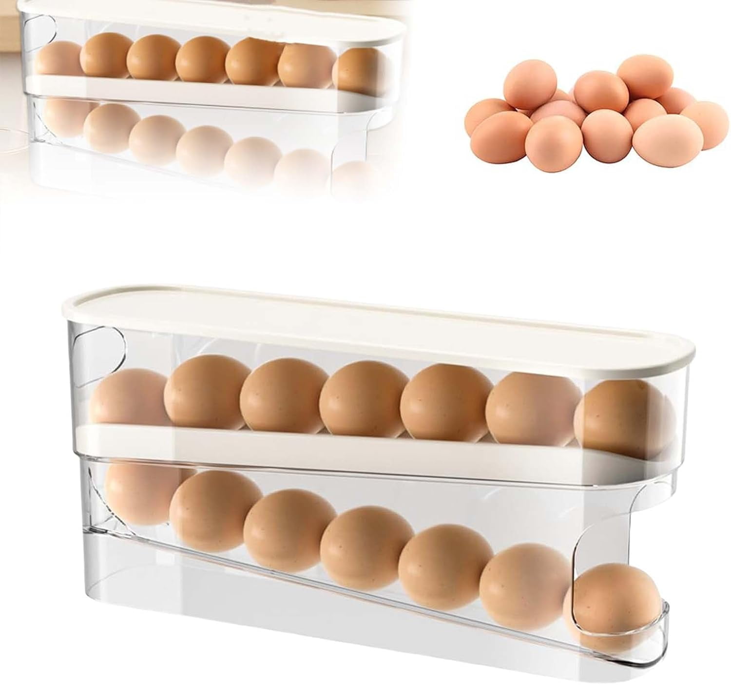 Xuyuan Automatic Scrolling Egg Holder for Fridge, Stackable Egg Rack ...