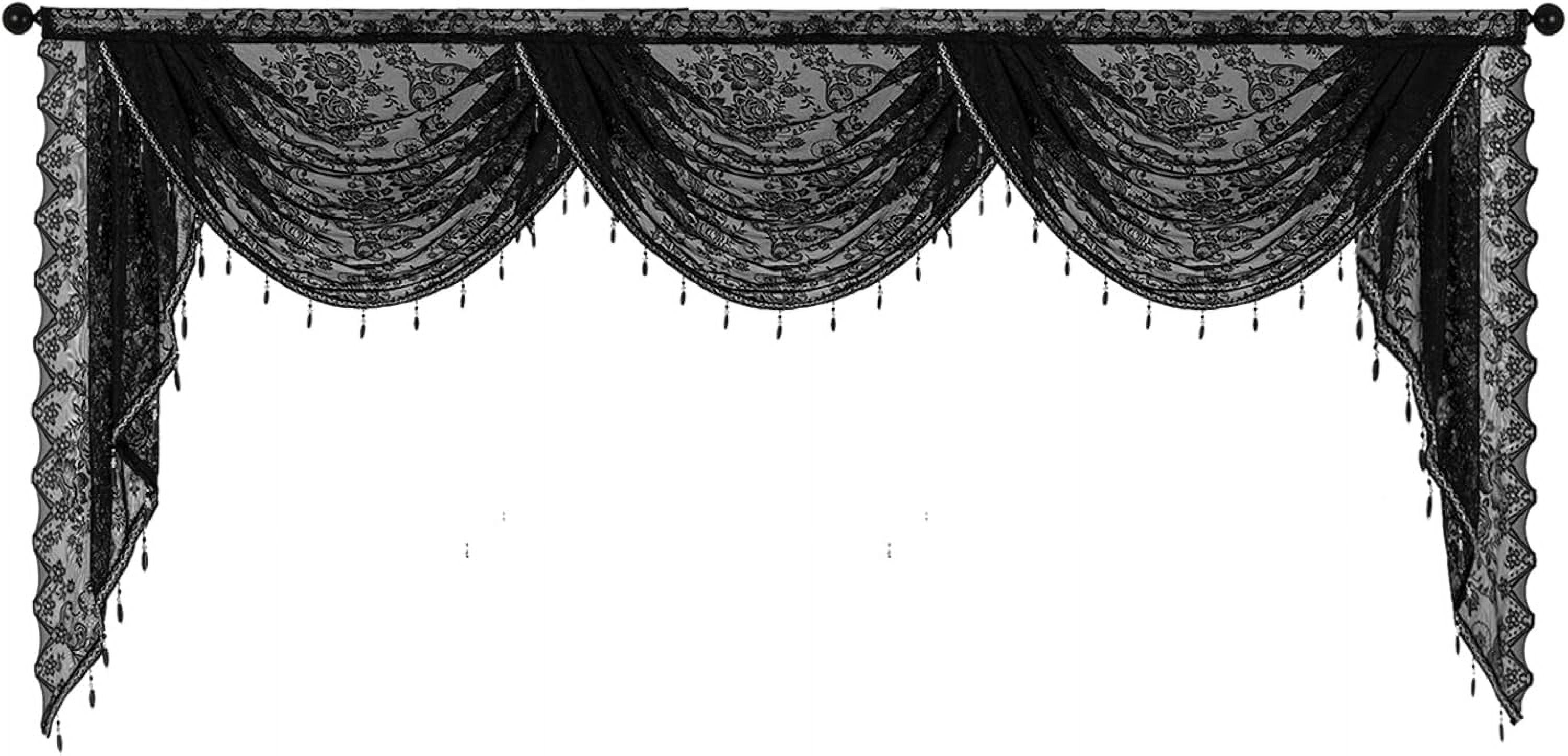 Xuyuan Lace & Beaded Valance with Waterfall Design - Vintage Floral ...
