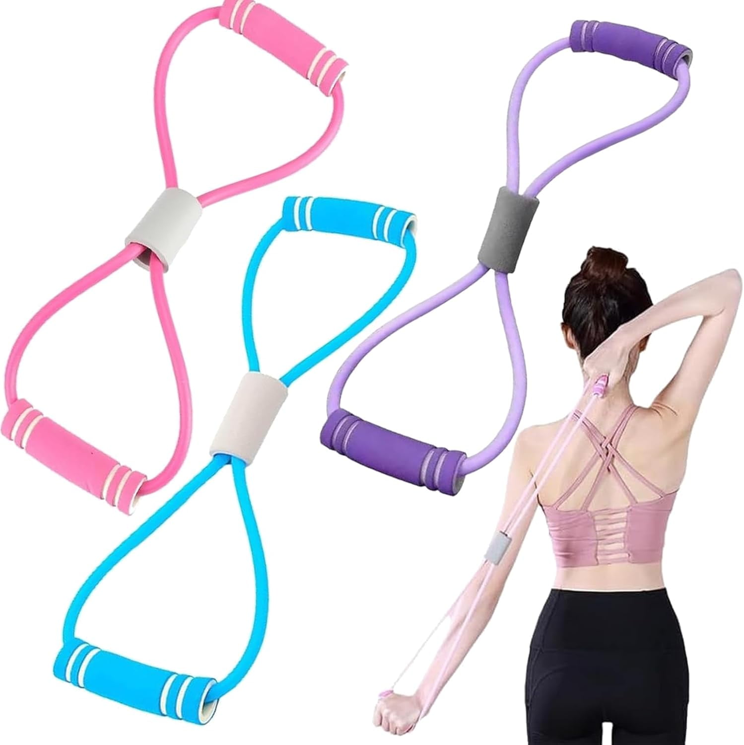 Xuyuan Saludea Figure 8 Resistance Band with Handles, Chest Expander Elastic Fitness Pulling ...