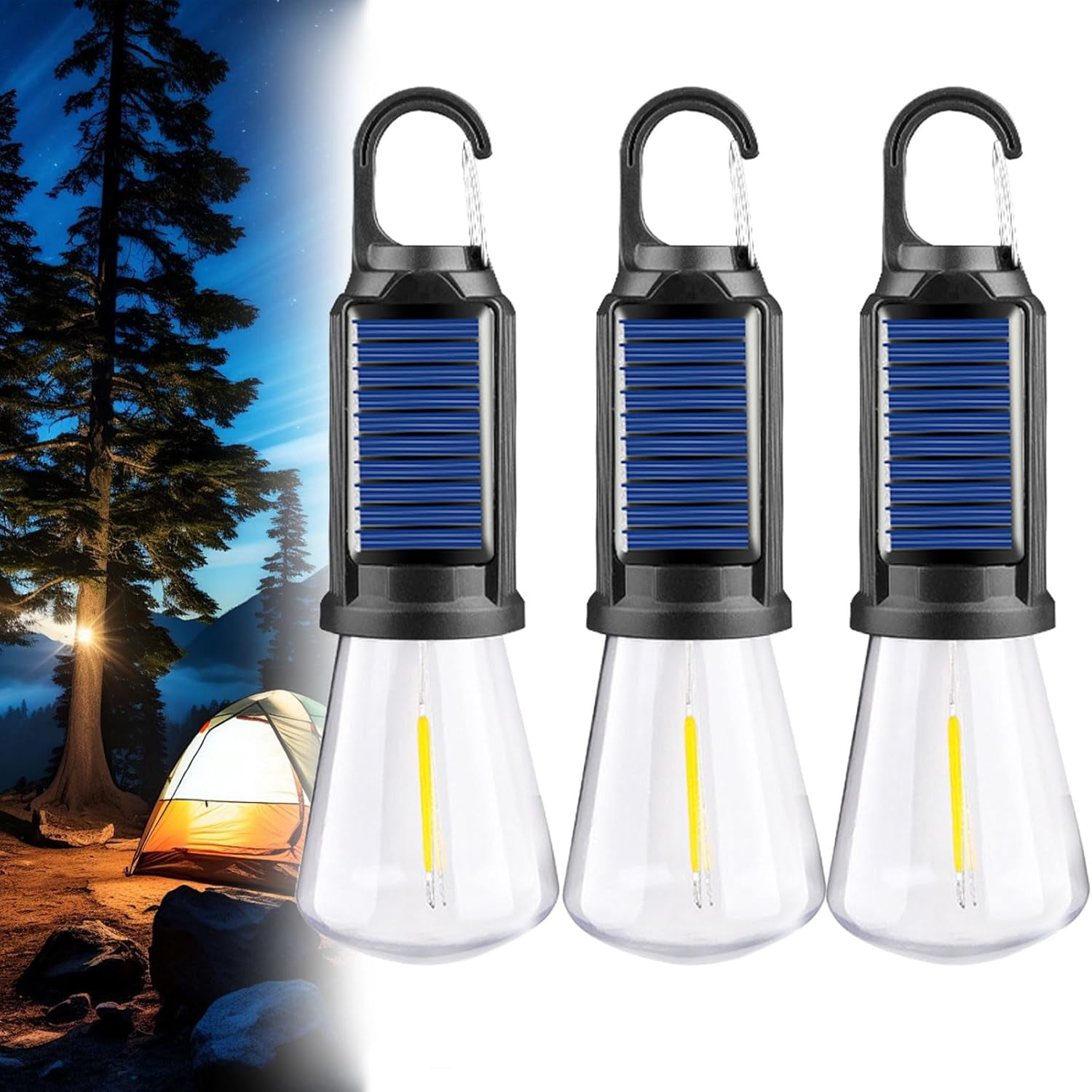 Xuyuan Solar-Powered Camping Lantern , 2025 Upgraded 3-Brightness Modes ...
