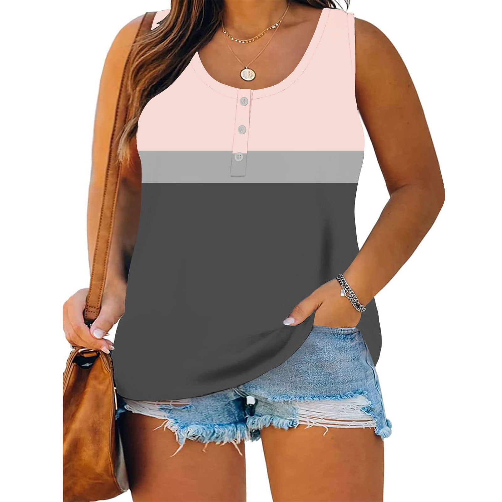 Xuyuer Plus Size Lace Trim Round Neck Tunic - Women's Casual Loose ...