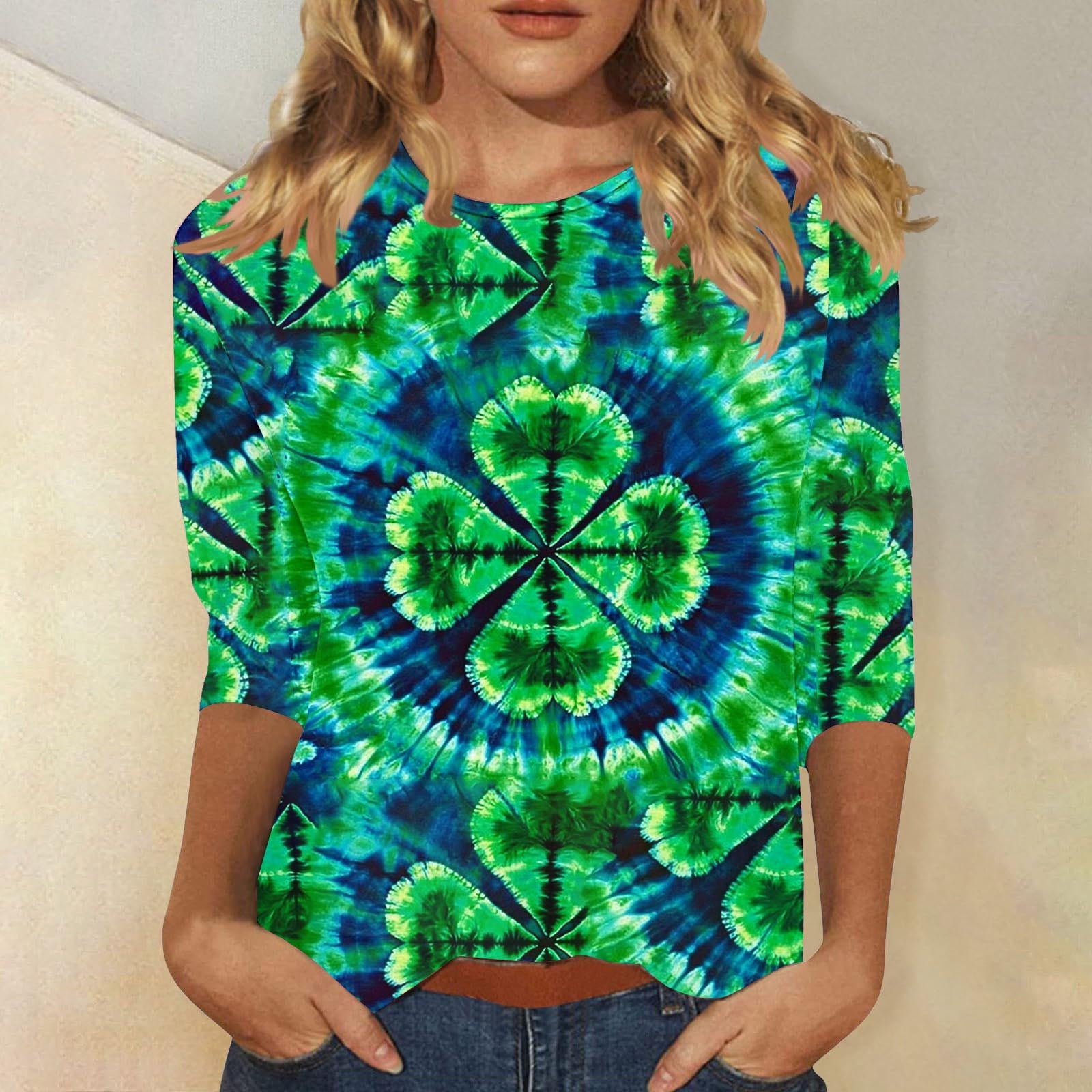 Xuyuer St. Patrick's Day Graphic Tee - Ladies' Relaxed Fit Crew Neck 3/ ...