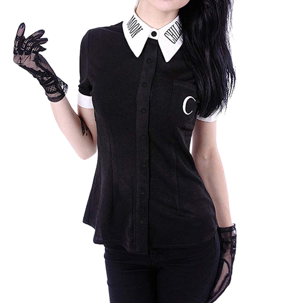 Xuyuer Vintage Y2K Grunge Aesthetic Gothic Punk T Shirt Short Sleeve ...