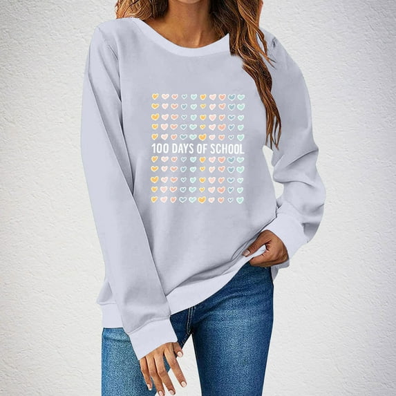 Xuyuer Women 100 Days of School Sweatshirt: Funny Teacher Shirts School ...