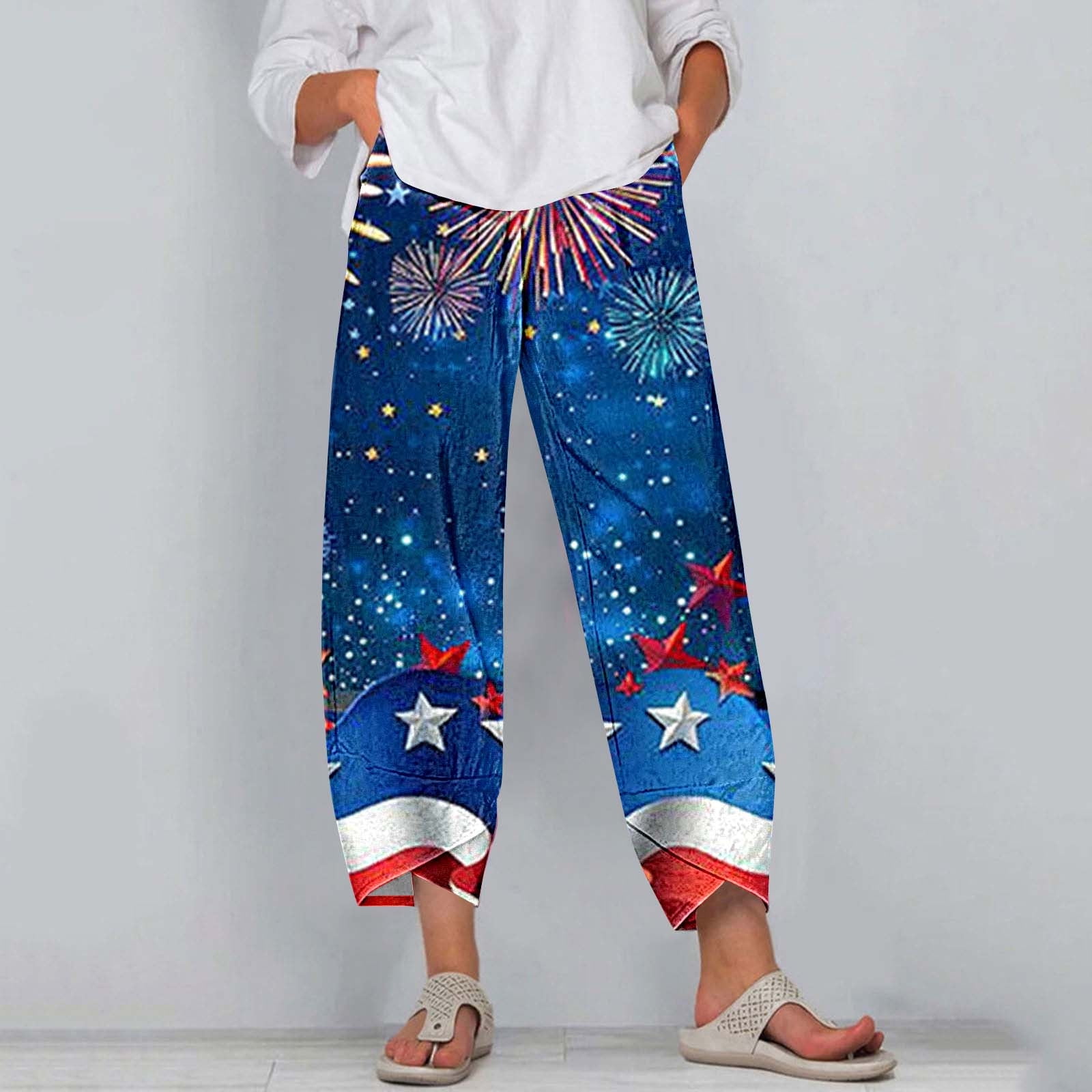 Xuyuer Women’s High Waisted Wide Leg Pants 3D Digital Print Baggy Fit ...