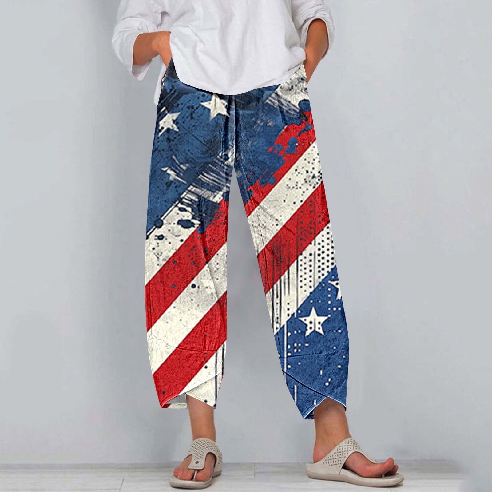 Xuyuer Women’s High Waisted Wide Leg Pants 3D Digital Print Baggy Fit ...