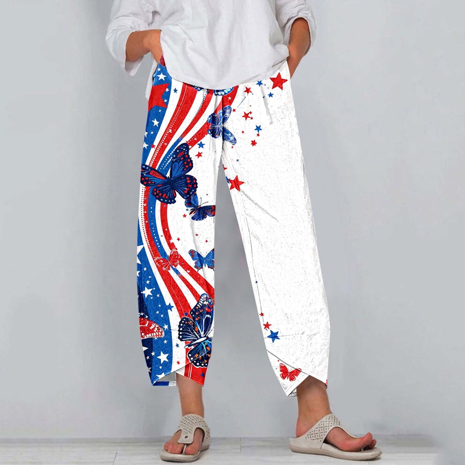 Xuyuer Women’s High Waisted Wide Leg Pants 3D Digital Print Baggy Fit ...