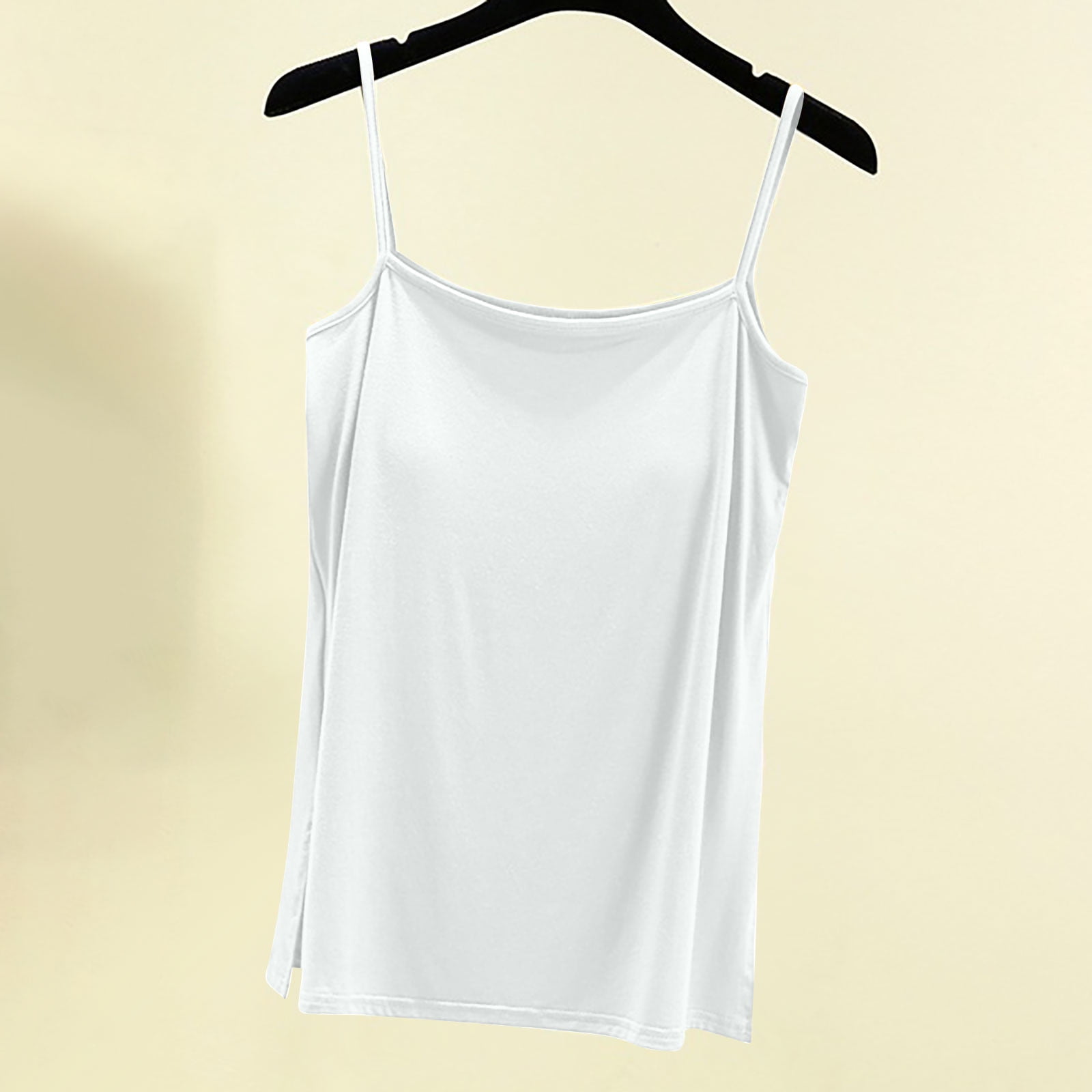Xuyuer Women's Solid Side Slit Built-In Bra Sleeveless Top - Thin ...