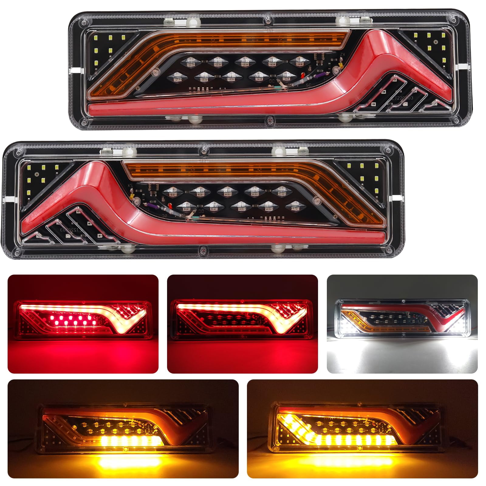 Xuzimaoyi 2pcs Rectangular LED CM31 Truck Tail Lights Turn Signal Brake ...