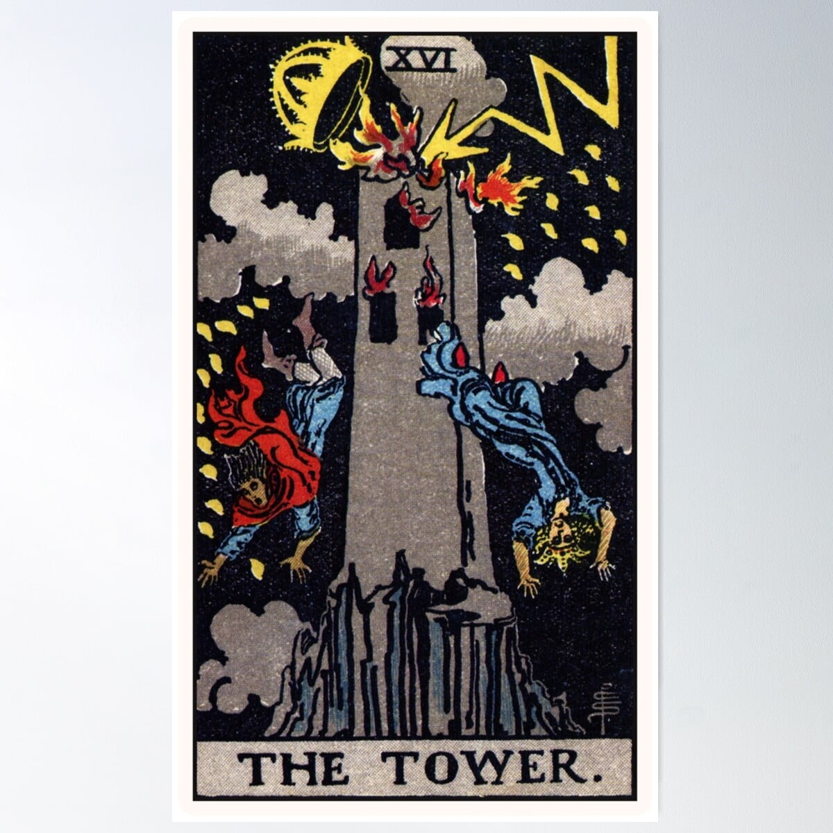 Xvi. The Tower Tarot Card Poster Wall Art, Modern Wall Decor For Living Room Bedroom, 16x24 ...