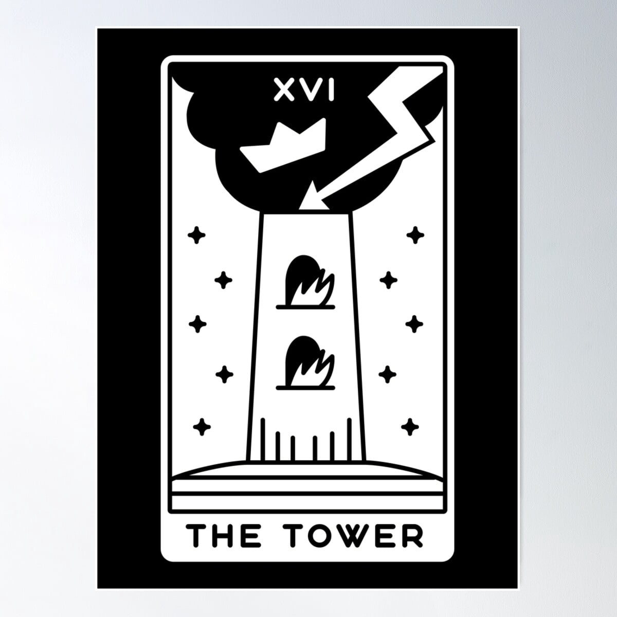 Xvi The Tower Tarot Card Poster Wall Art, Modern Wall Decor For Living ...