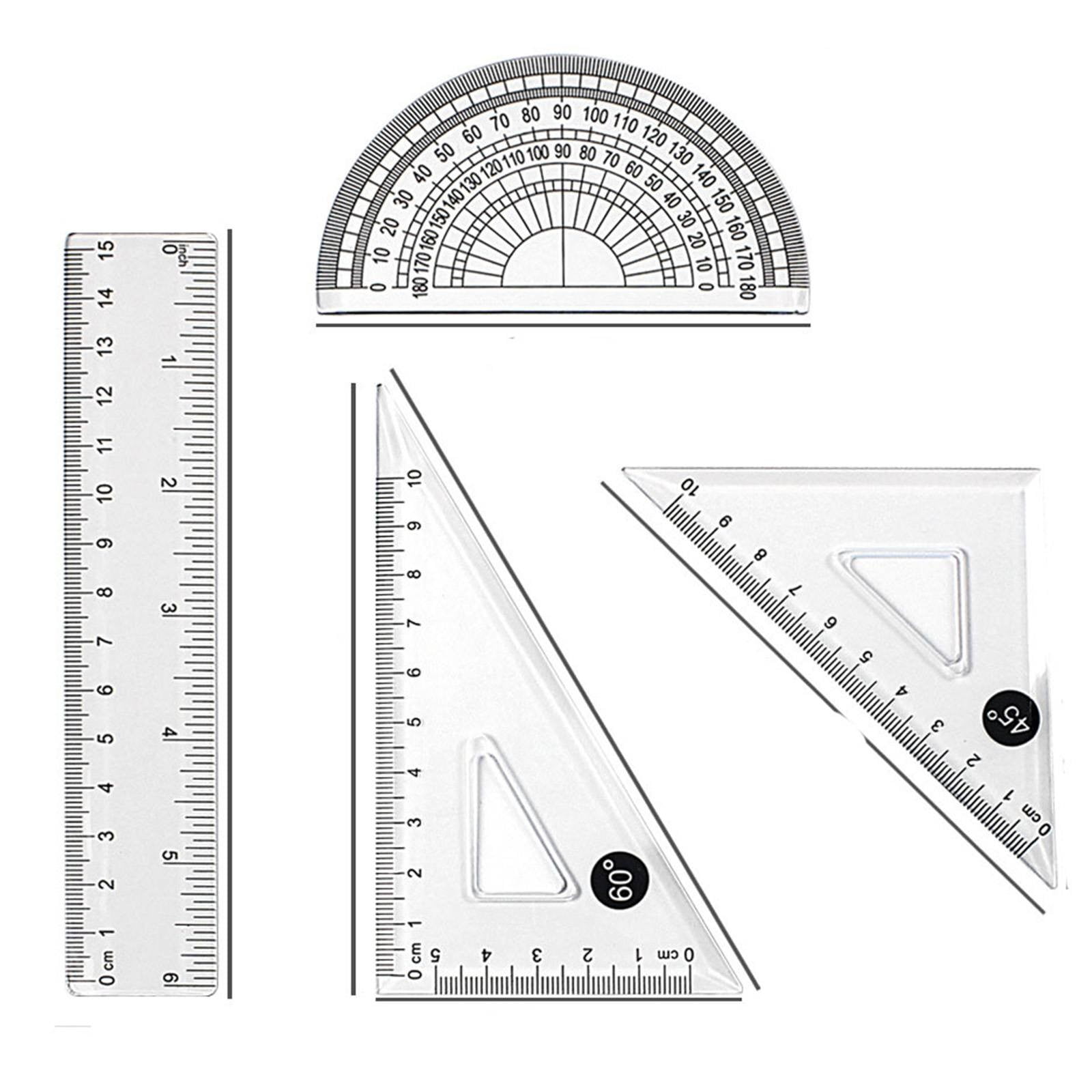 Xwjun Plastic Ruler Clear Ruler Geometry Set Includes One Straight ...