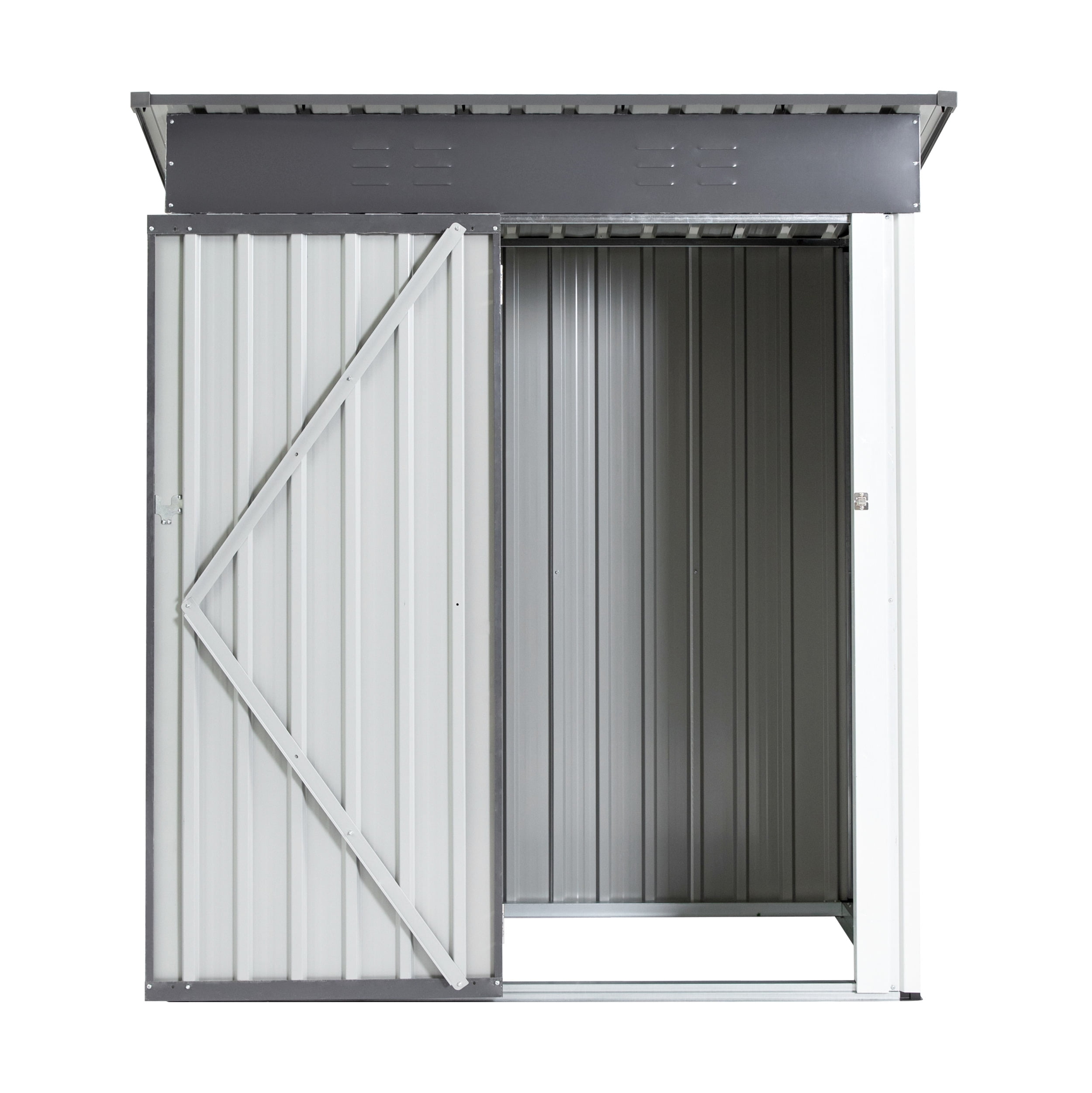 Xwt016 Garden Metal Storage Lifter Shed Gray White 5X3X6Ft Outdoor ...