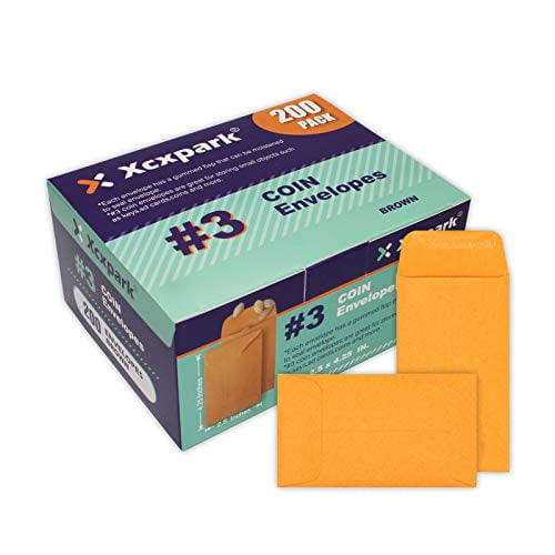Xxcxpark 200PCS #3 Coin Envelopes 2.5x4.25 Brown Kraft Envelopes ...