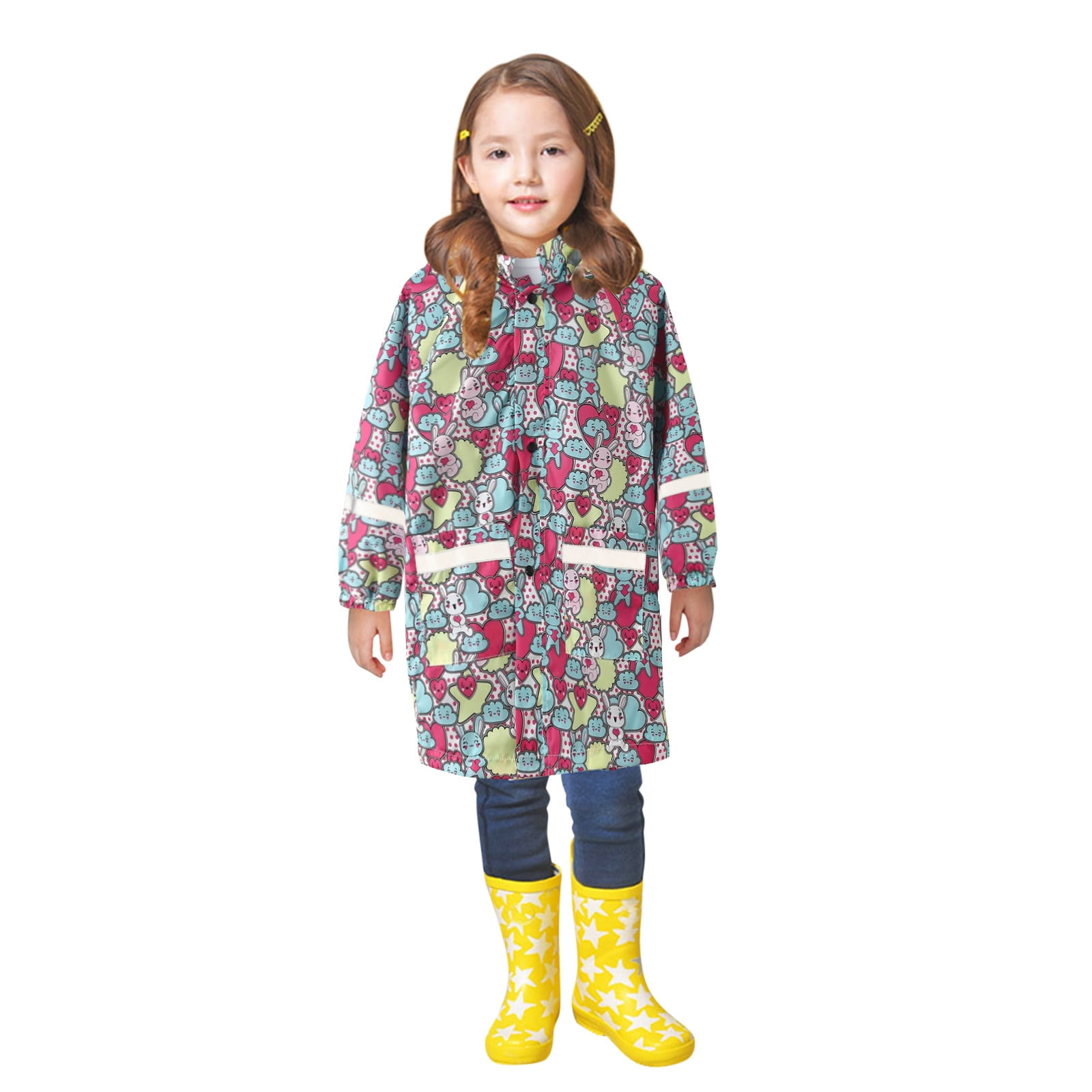 Xyant Boys Girls Button Rain Jacket Hooded Windproof Waterproof Jacket ...