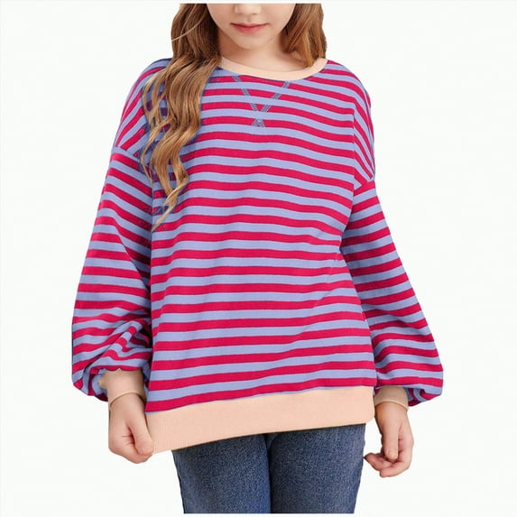 Xyant Oversized Sweatshirts for Girls 2025 Fall Crewneck Striped Long ...