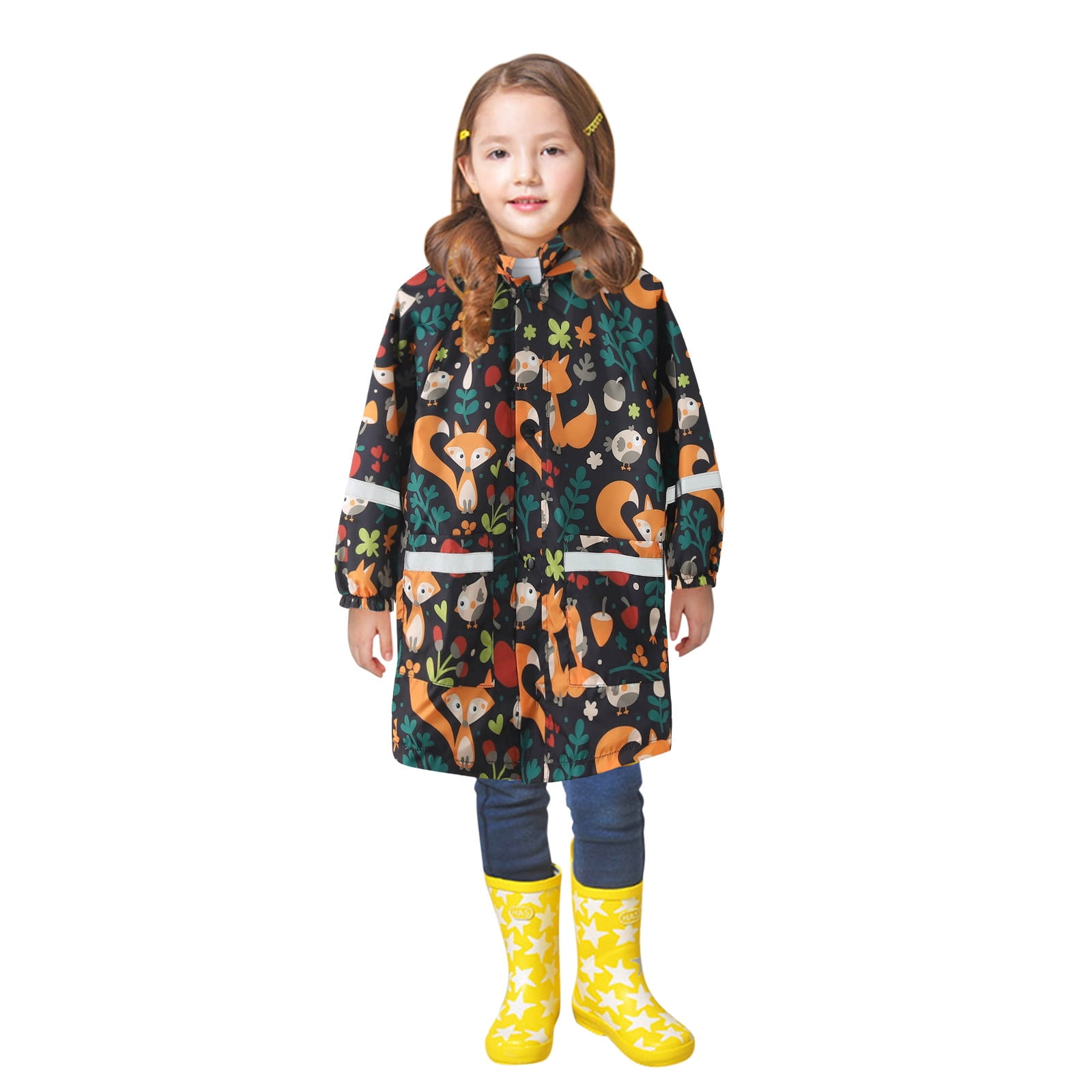 Xyant Toddler Boy Girl Raincoat Kids Color Block Button Rain Jacket ...