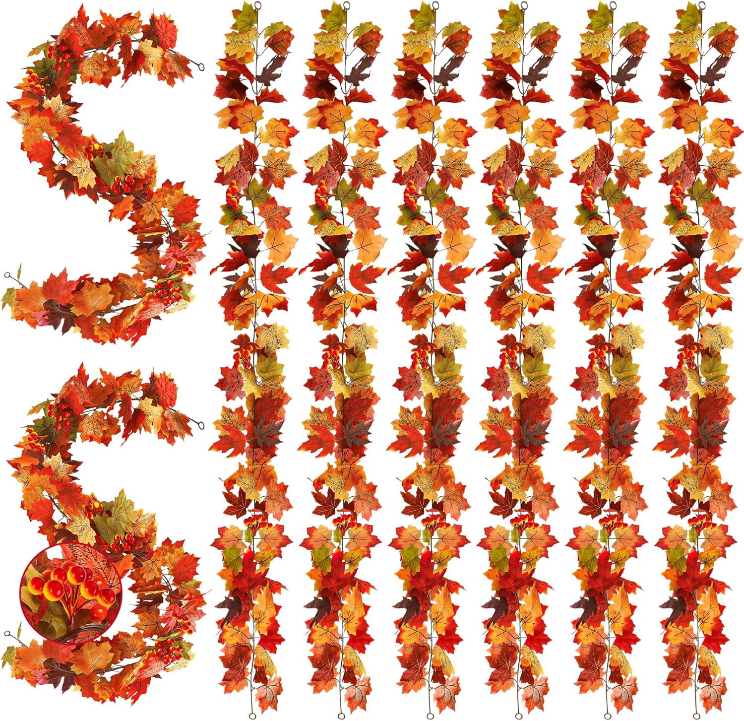 Xydria 11.8FT Garlands For Decoration, 2 Pack Black Maple Leaf Garland ...