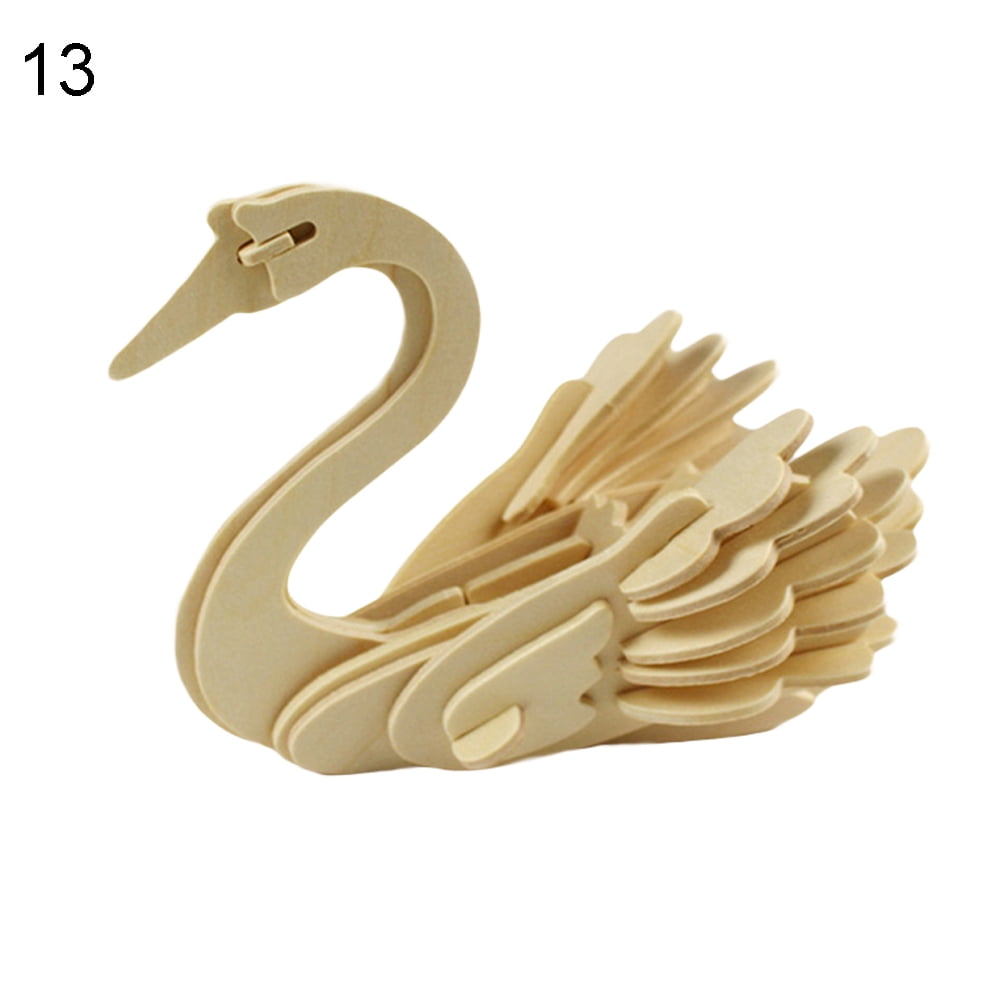 Xyer 3D Wooden Blank Puzzles DIY Animal Model Crafts Kits Education ...