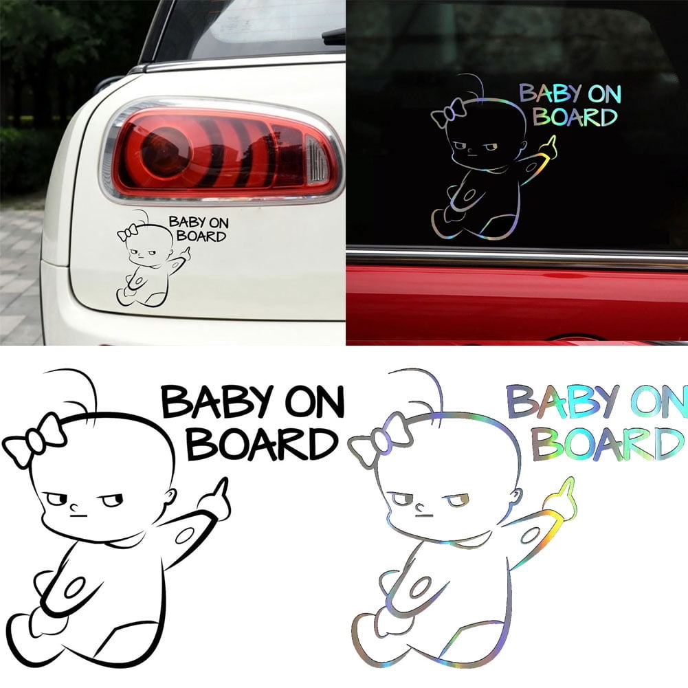 Xyer Cute Baby on Board Car SUV Vehicle Reflective Warning Sign Decals ...