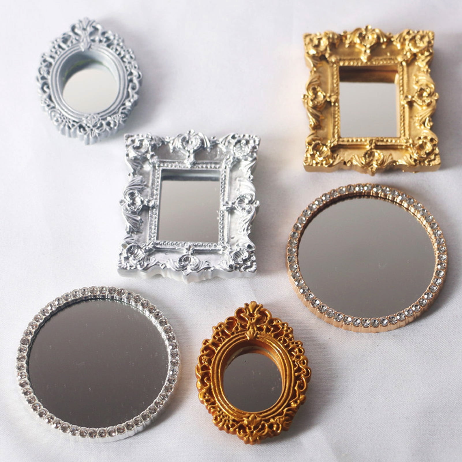 Xyer Miniature Mirror Classic Good Craftsmanship Resin Oval Dollhouse ...