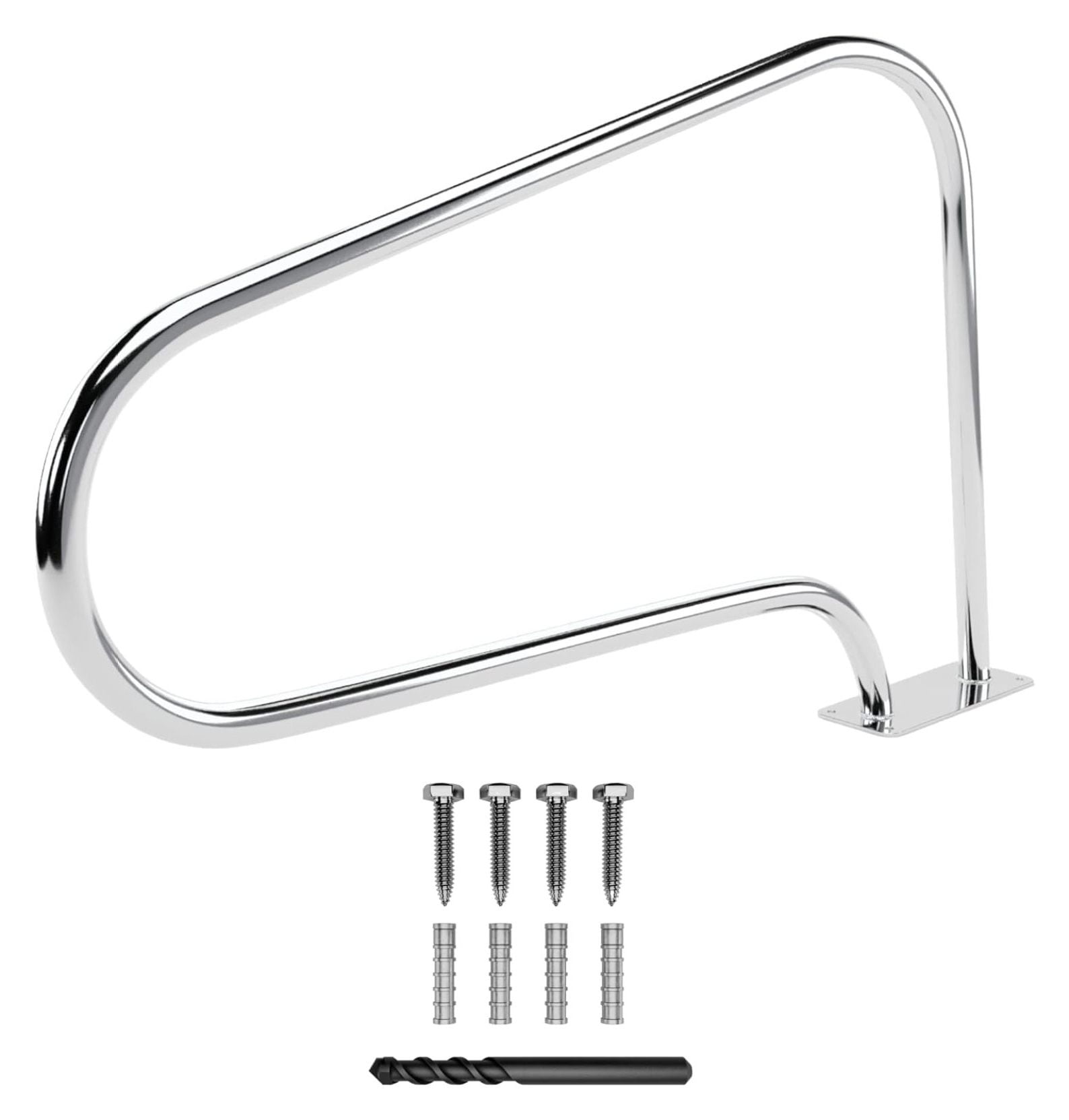 XylehR Swimming Pool Hand Rail with Easy Mount Base Plate, Rust and ...