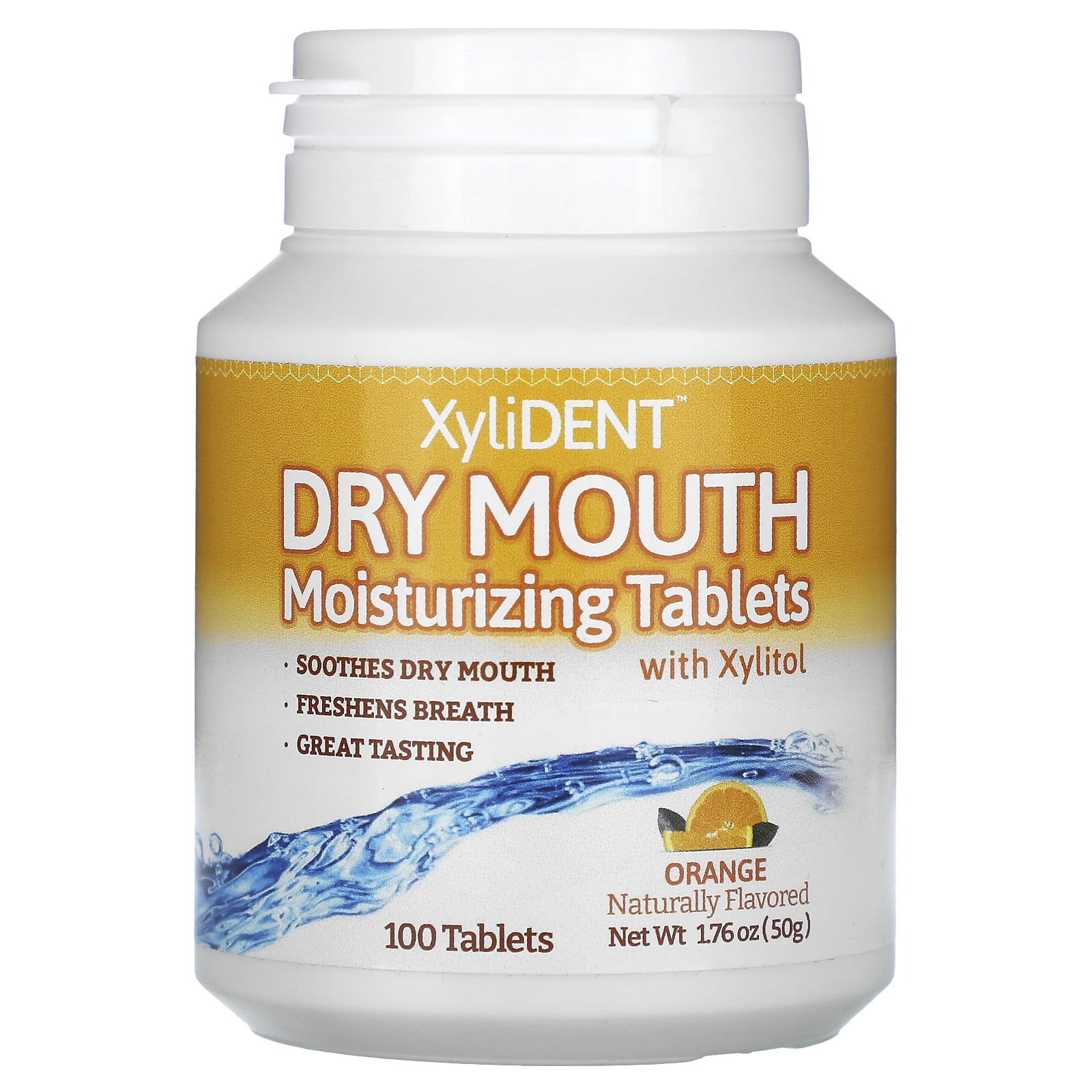 XyliDENT Dry Mouth Moisturizing Tablets with Xylitol, Orange, 100 ...