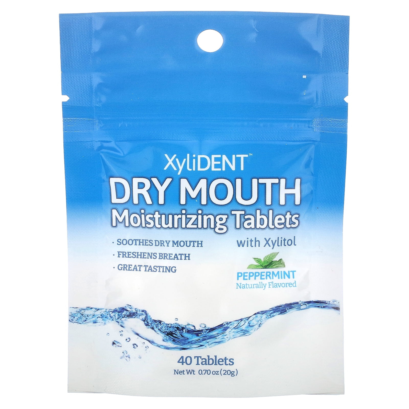 XyliDENT Dry Mouth Moisturizing Tablets with Xylitol, Peppermint , 40 ...