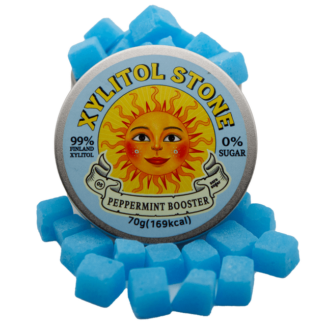 Xylitol Stone Sugar Free Hard Candy 70g Can, Peppermint Booster ...