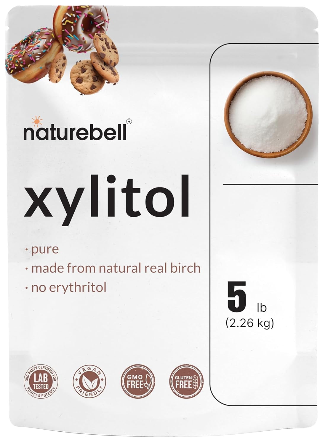 Xylitol Sweetener, 5lbs | Natural Birch Crystal Source – 1:1 Sugar Substitute – Sweet Flavor ...