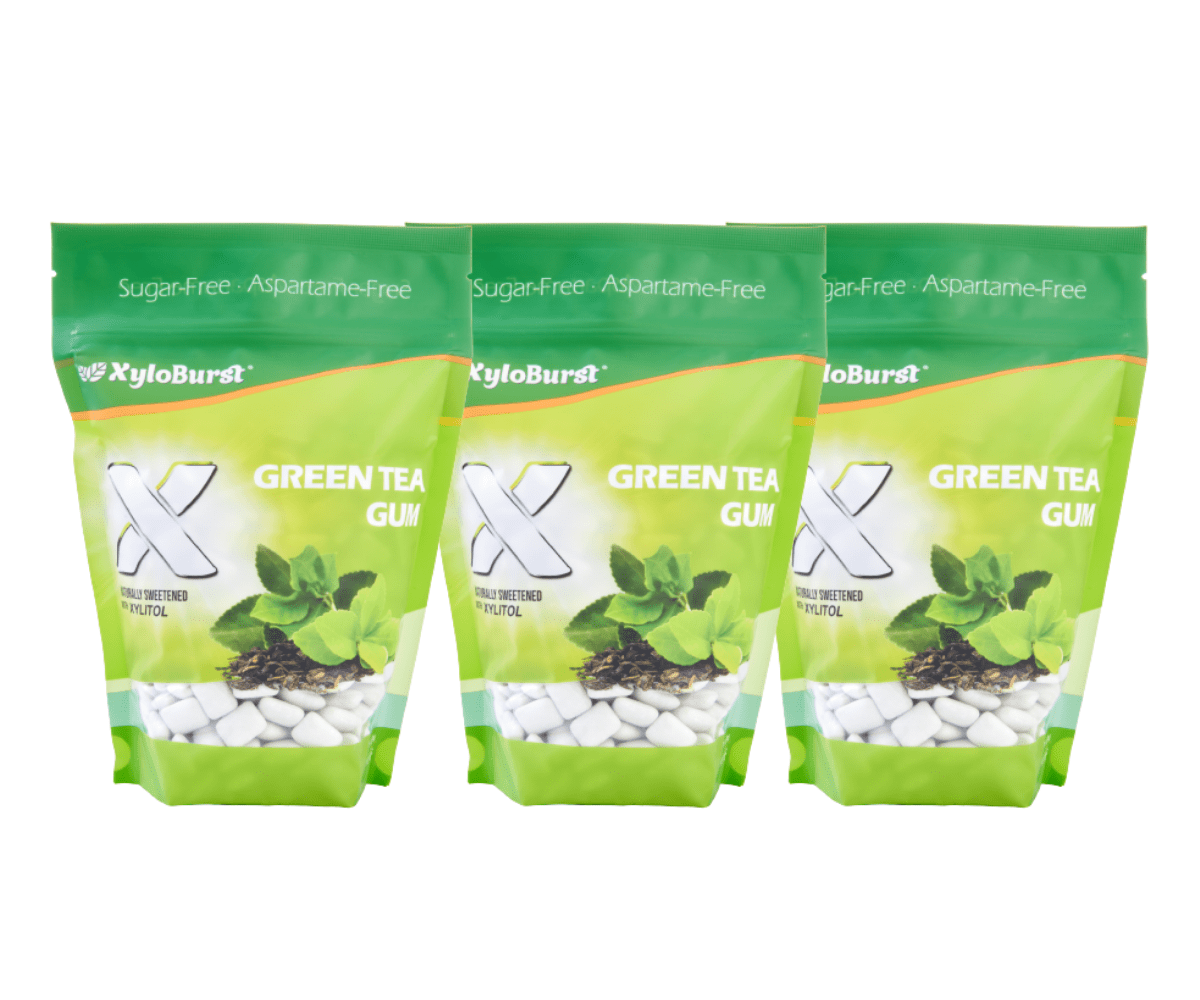 Xyloburst Green Tea All Natural Aspartame Free Xylitol Gum 500 Count ...