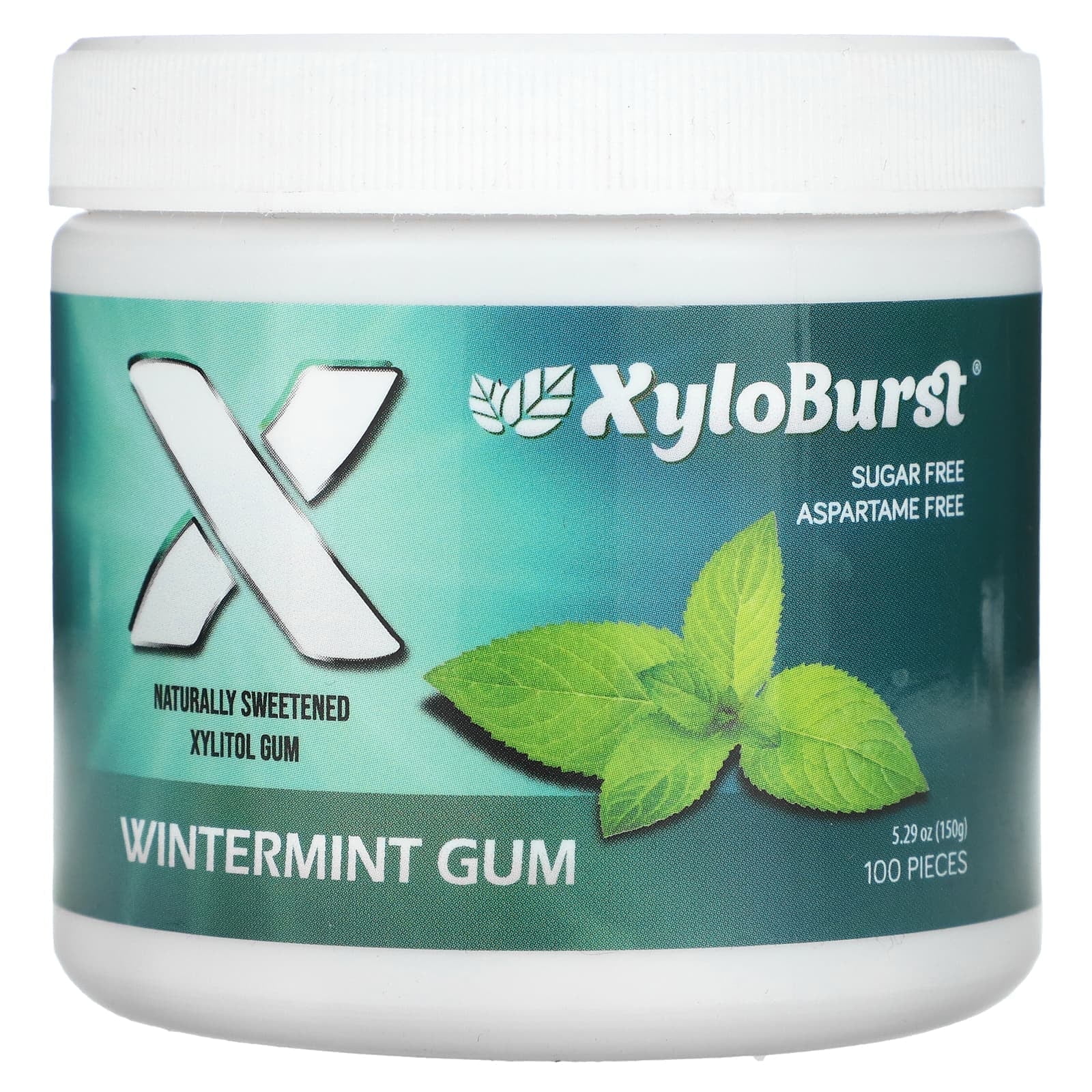 Xyloburst, Xylitol Gum, Wintermint Gum, 100 Pieces, 5.29 oz (150 g ...