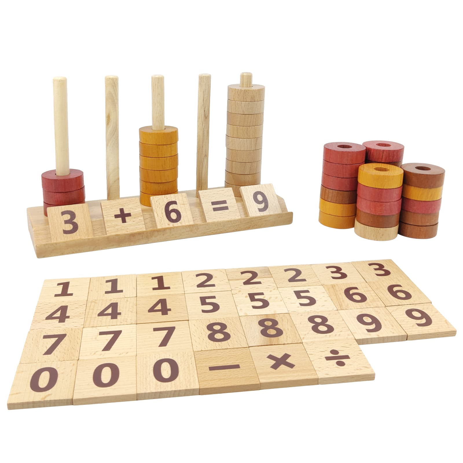 Xylolin Montessori Toys for TSF6 Toddlers, Wooden Math Number Blocks ...