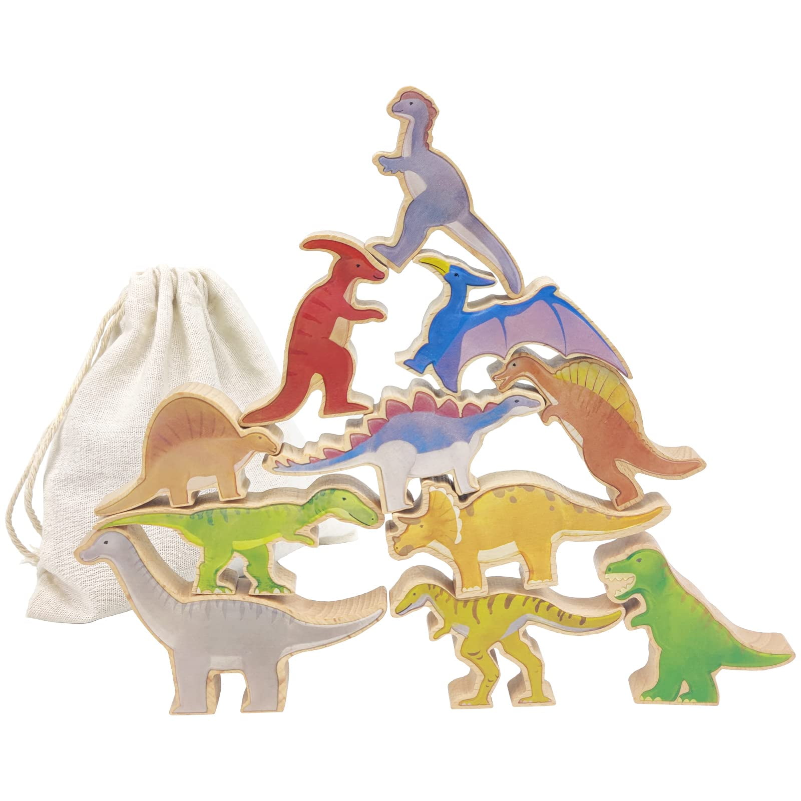 Xylolin Wooden Dinosaur Blocks MMF7 Stacking and Balancing Toys ...