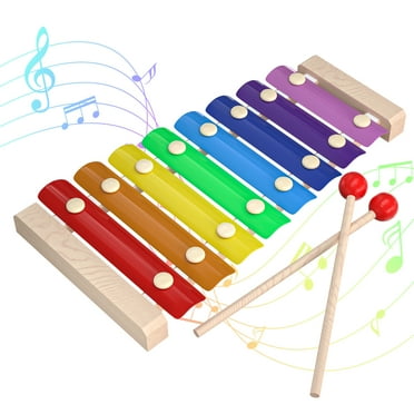 Wooden Xylophone Children's Musical Set, 8 Keys Hand Knock with Mallets ...