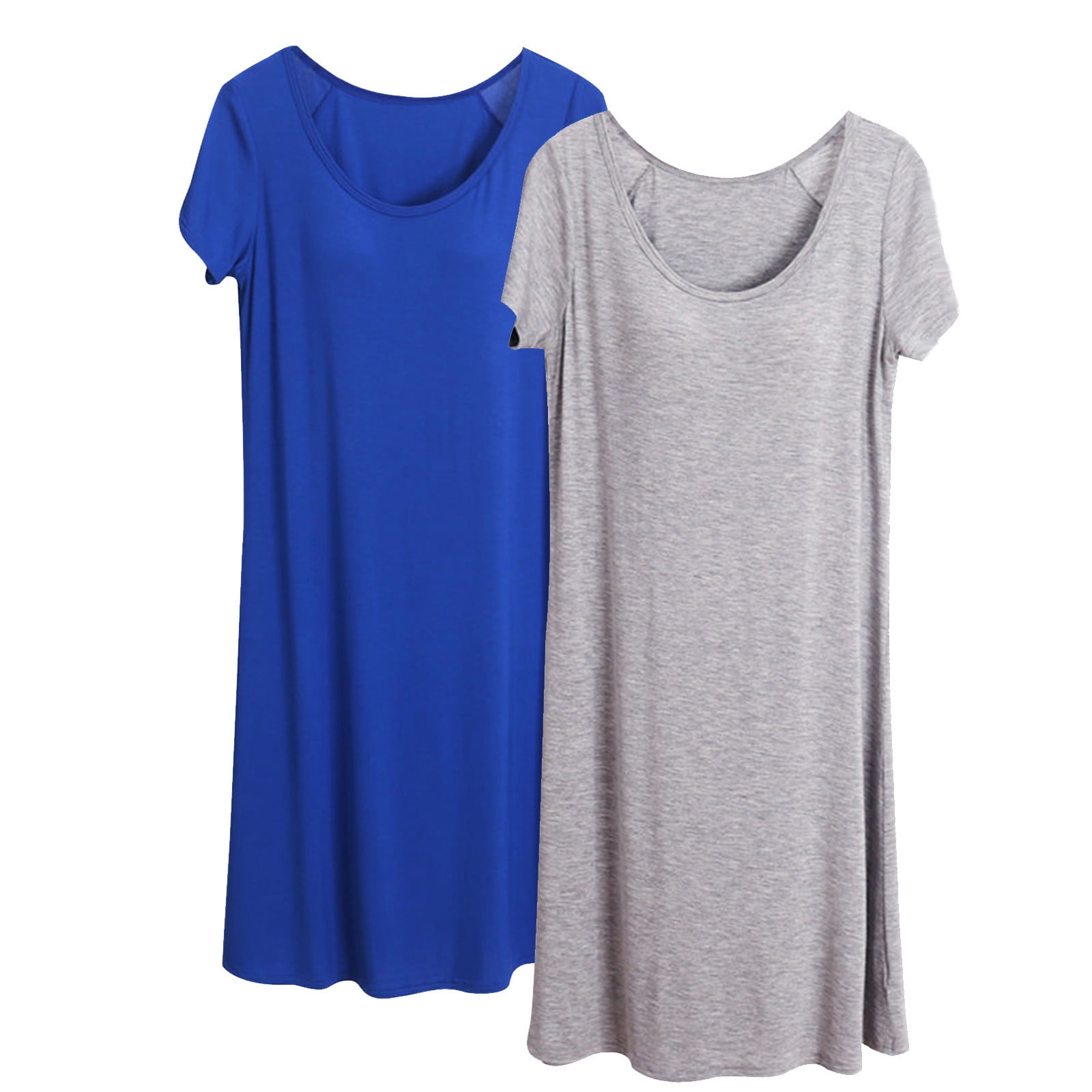 Xysaqa 2 Pack Plus Size Nightgowns Women Comfy Nightshirts Short Sleeve ...