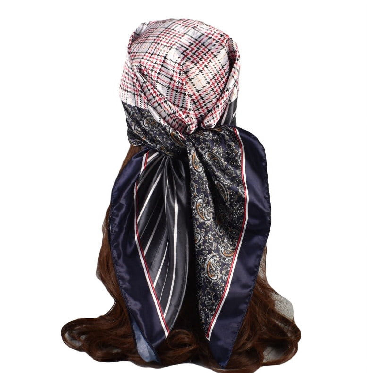 Xysaqa 35"x35" Square Silk Like Head Scarf - Women's Fashion Silk ...