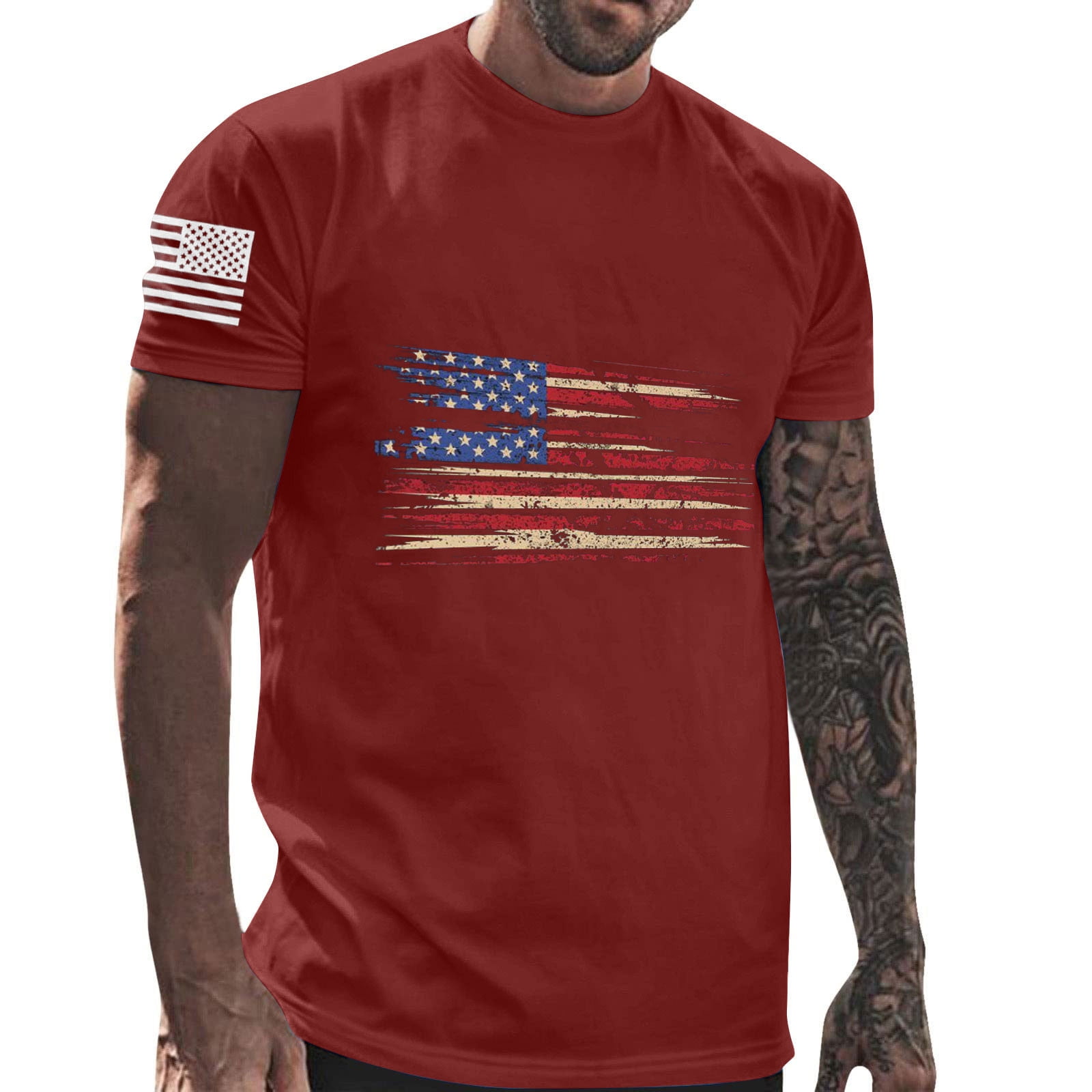 Dzypnd Beach Shirts for Men Boys Shirts Men's American Flag T-Shirts ...