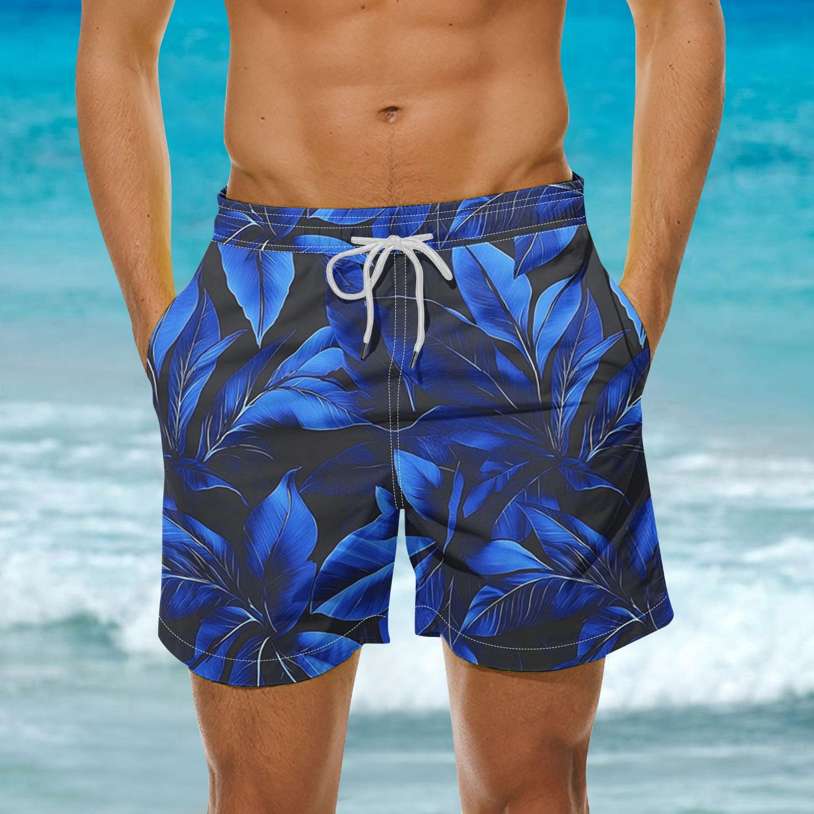 Xysaqa Big & Tall Men's Swim Trunks Swimsuit Mens Floral Print Swim ...