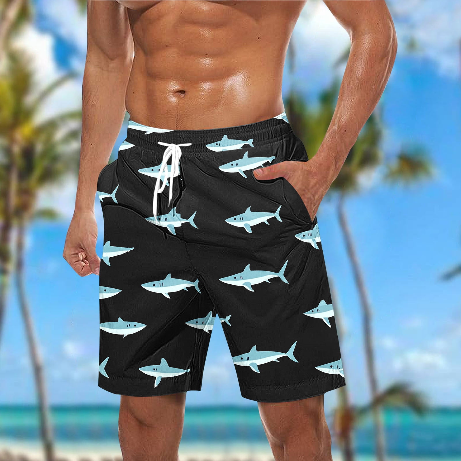 Xysaqa Big & Tall Mens Swim Trunks Funny Print Swimming Board Shorts ...