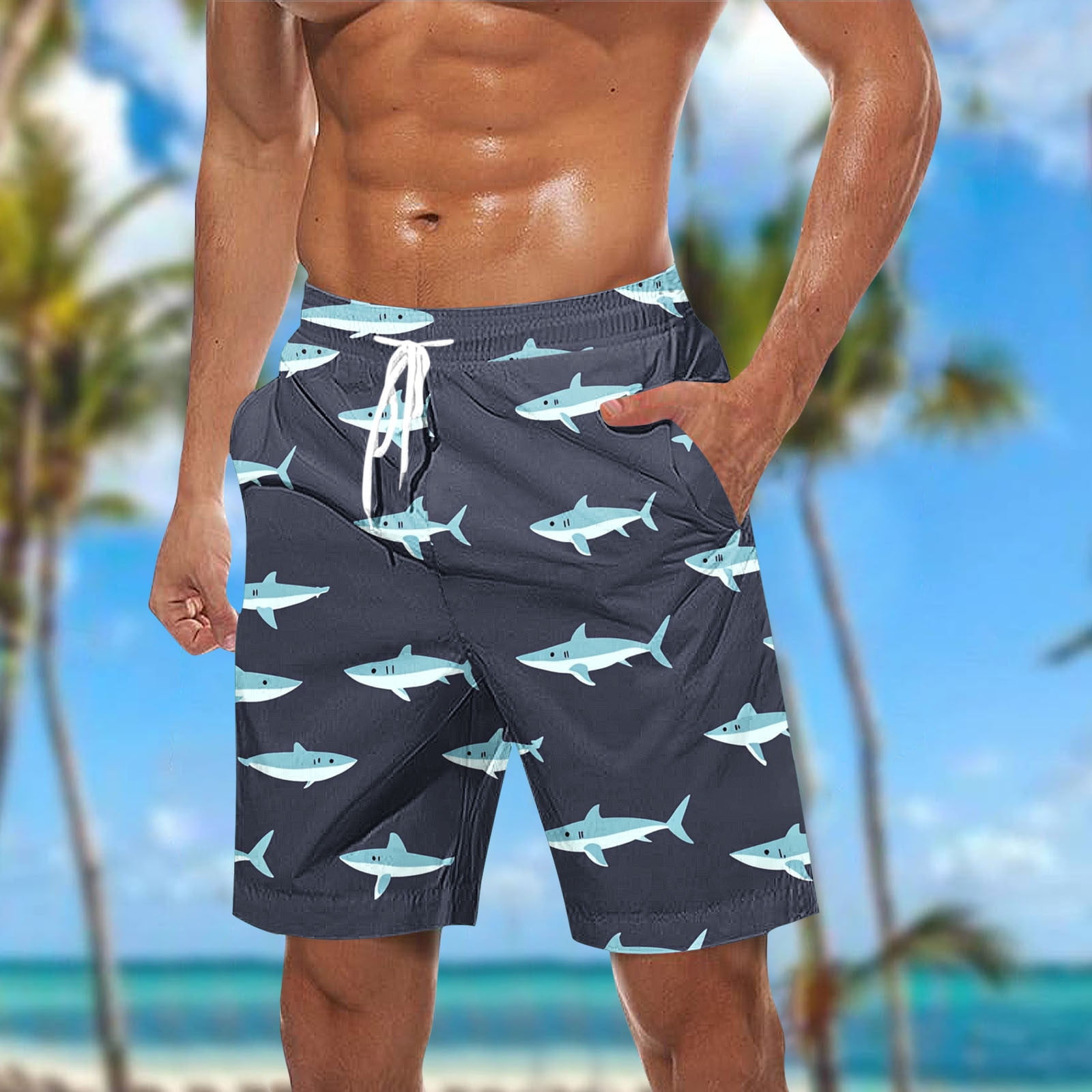 Xysaqa Big & Tall Mens Swim Trunks Funny Print Swimming Board Shorts ...
