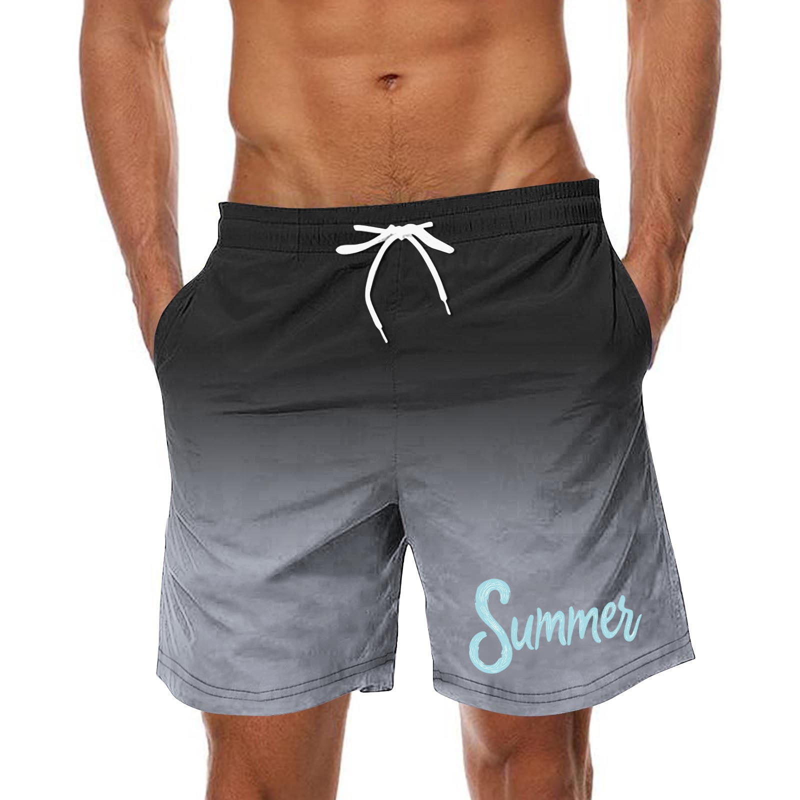 Xysaqa Big & Tall Mens Swim Trunks Gradient Color Men's Swimwear ...