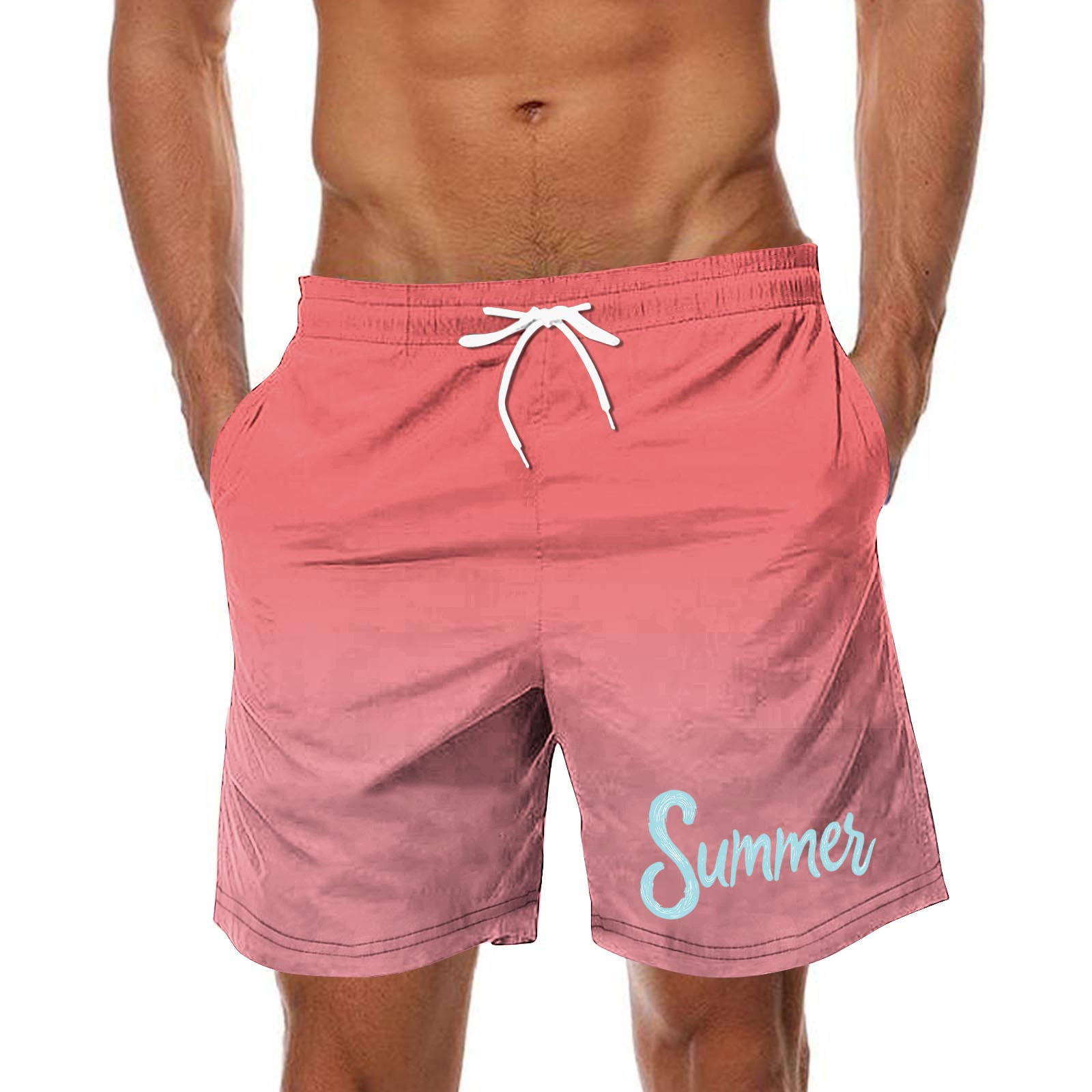Xysaqa Big & Tall Mens Swim Trunks Gradient Color Men's Swimwear ...