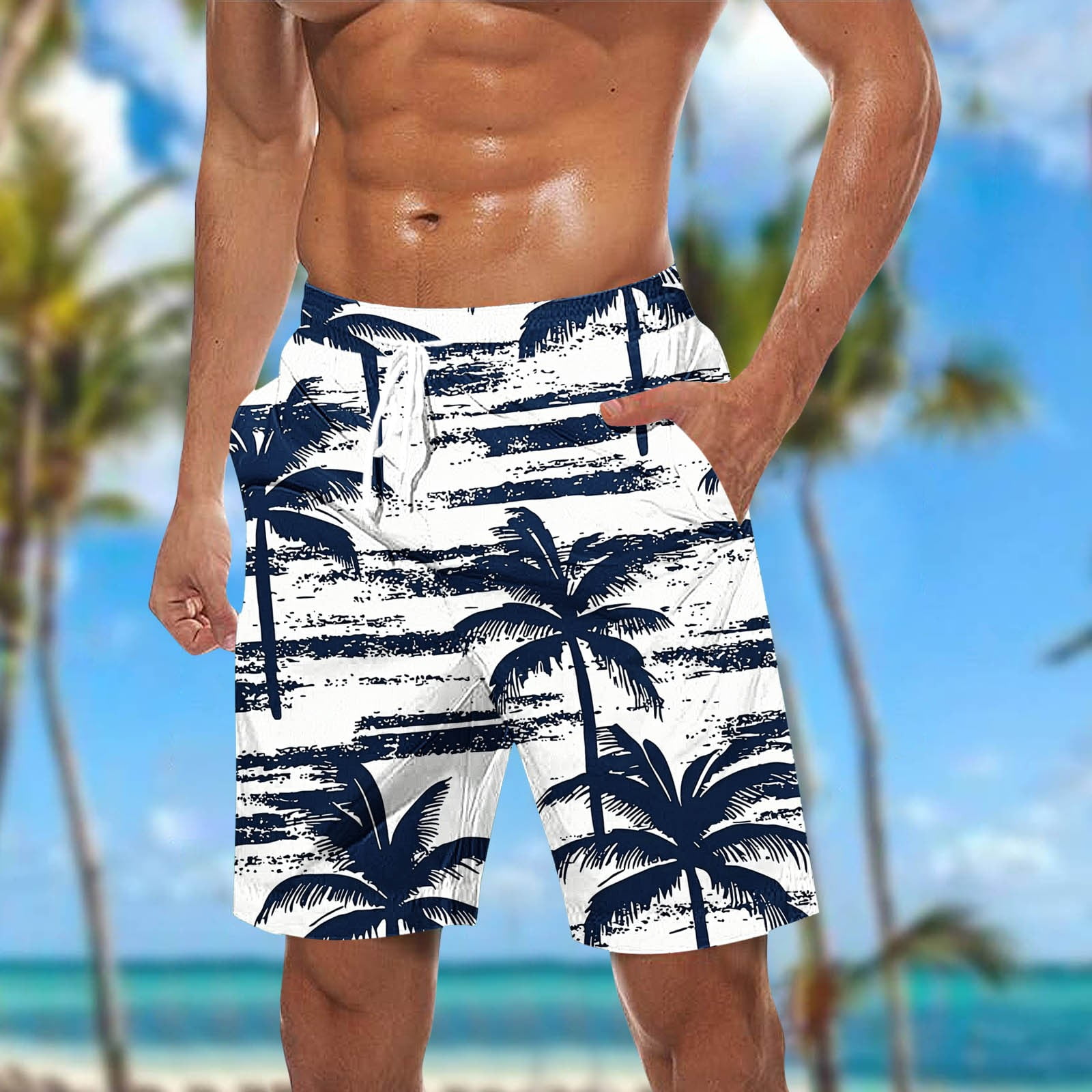 Xysaqa Big & Tall Mens Swim Trunks Novelty Tropical Printed Swimming ...