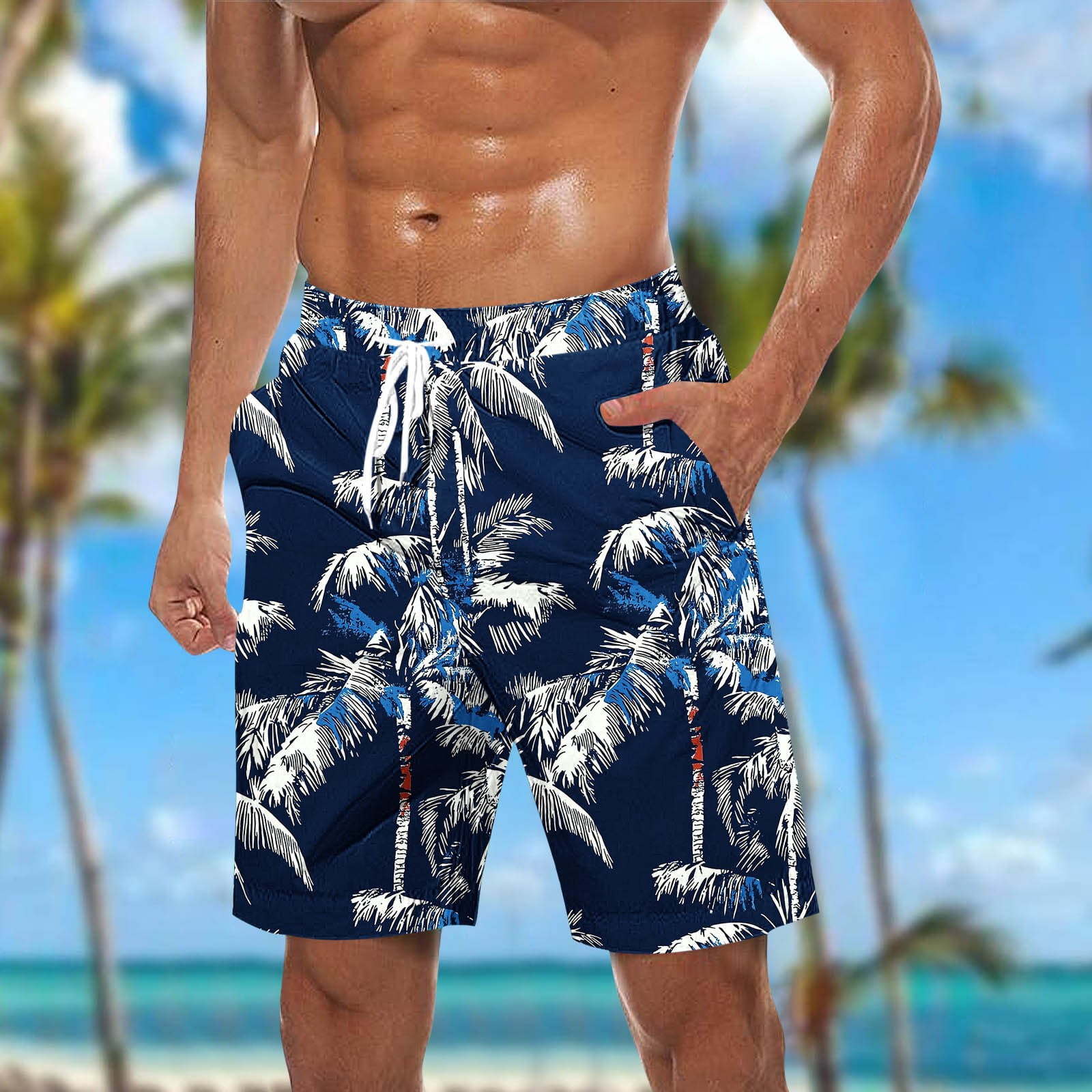 Xysaqa Big & Tall Mens Swim Trunks Novelty Tropical Printed Swimming ...