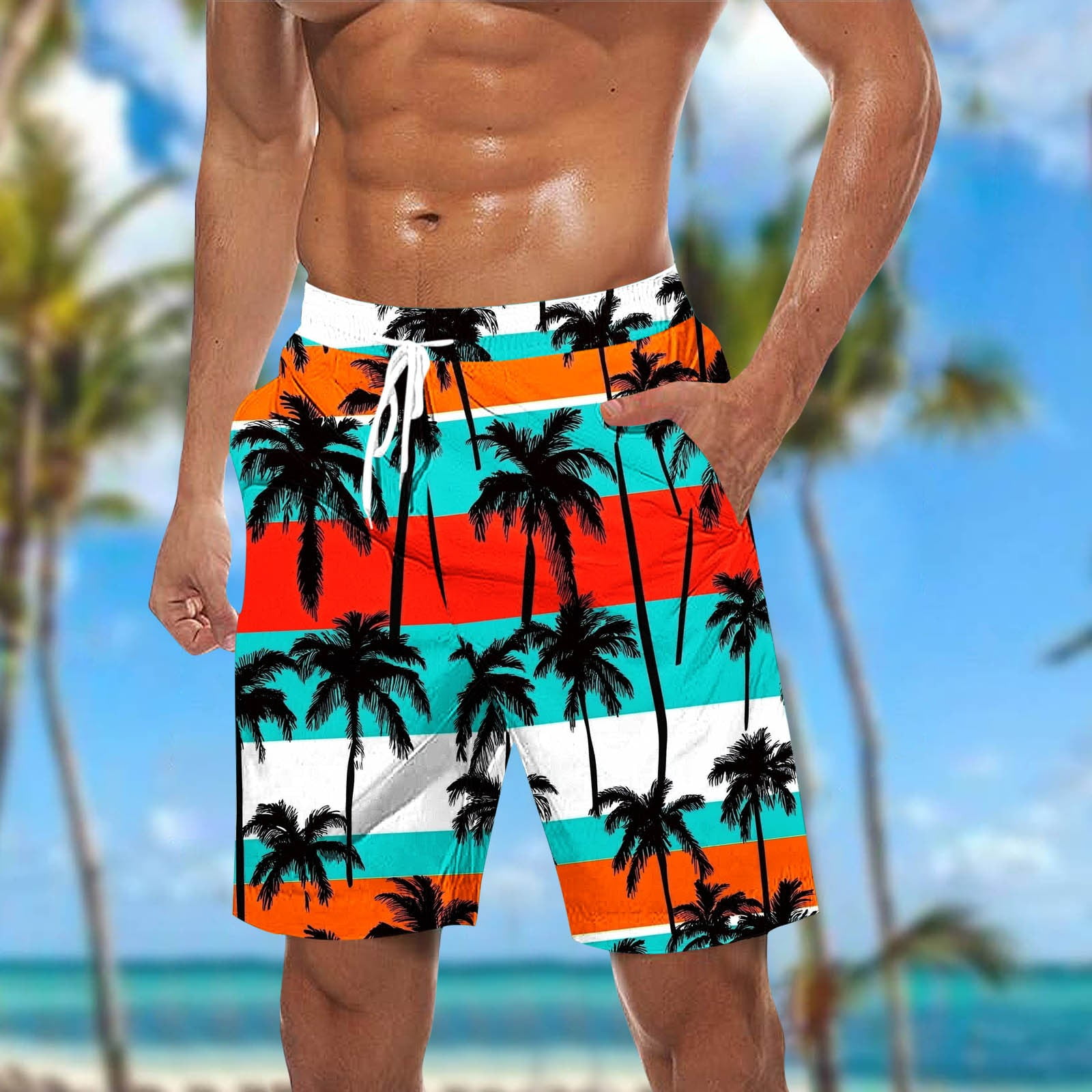 Xysaqa Big & Tall Mens Swim Trunks Novelty Tropical Printed Swimming ...